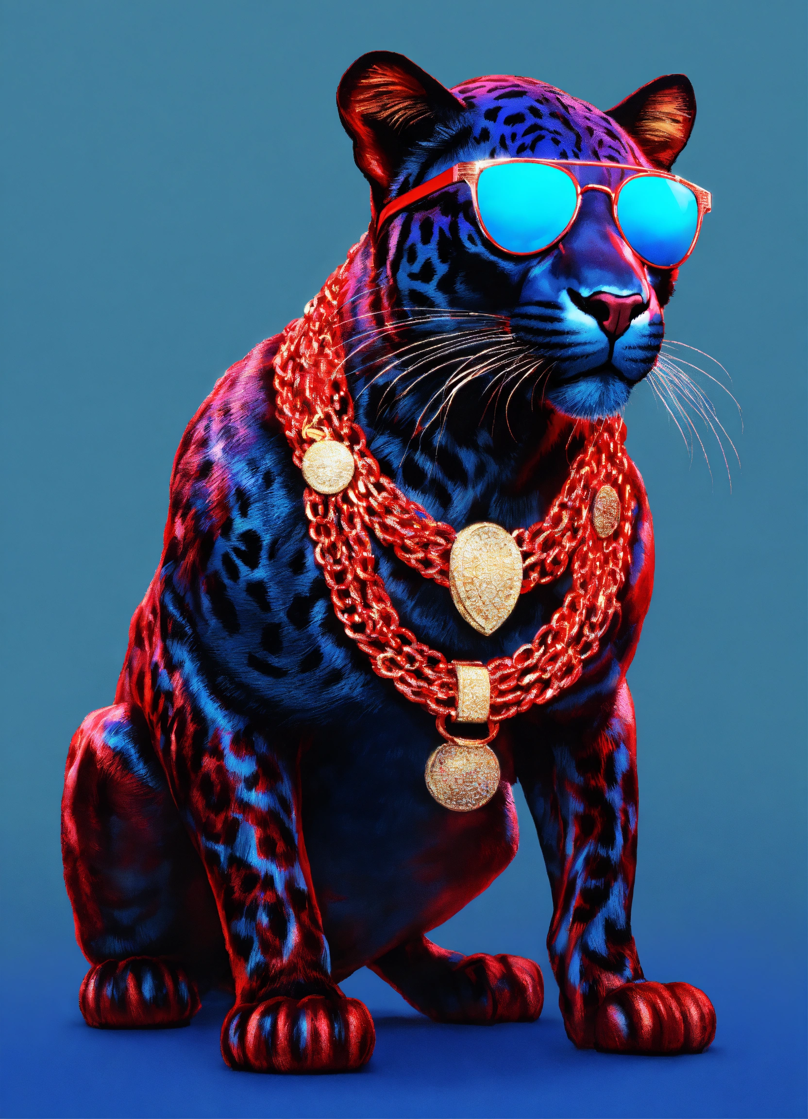Lexica - Hip hop full body panther with bling bling and shades, red and ...