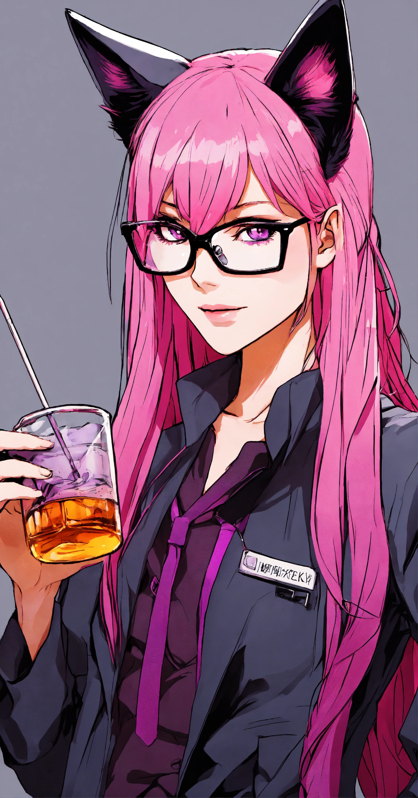 Lexica - Female doctor, with long pink hair, with cat ears disguise ...