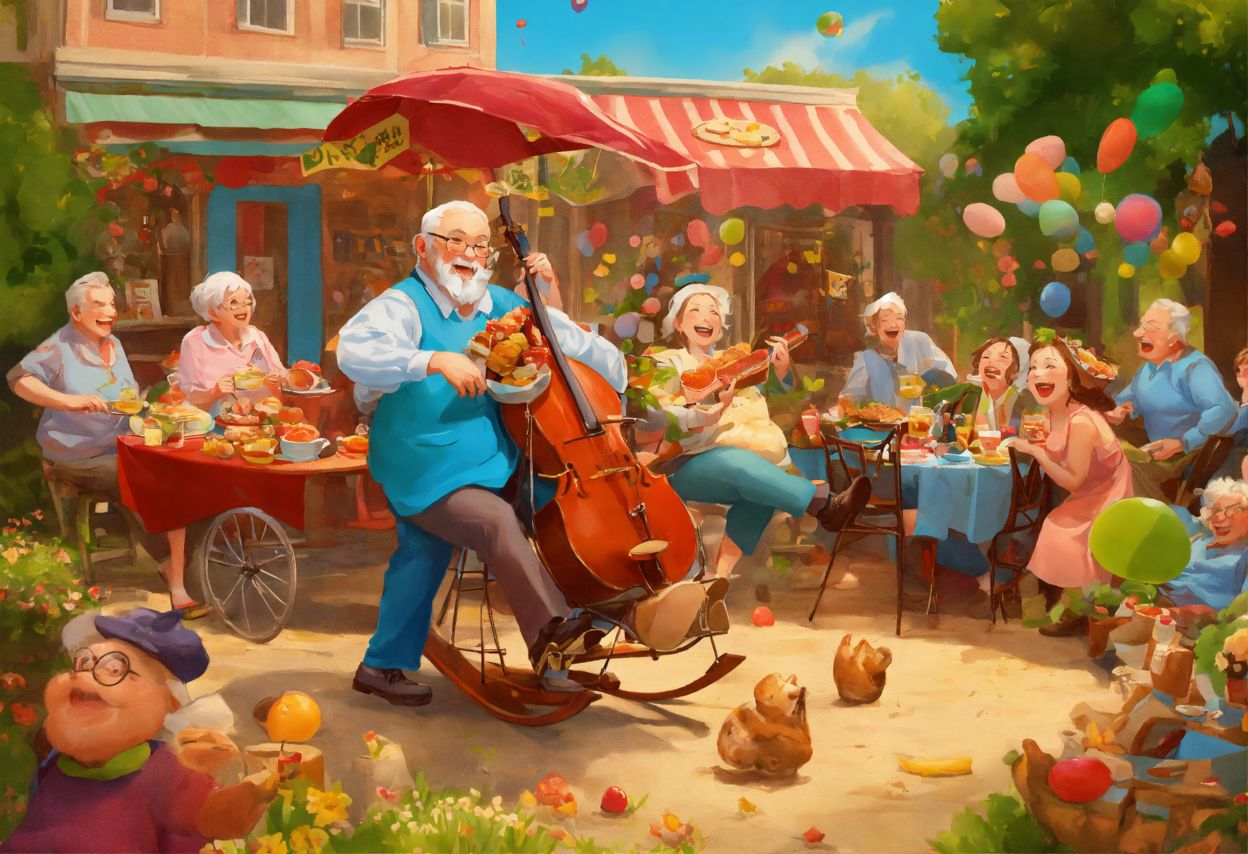 Lexica - Generate a bold, vivid, and whimsical image of a lively senior ...