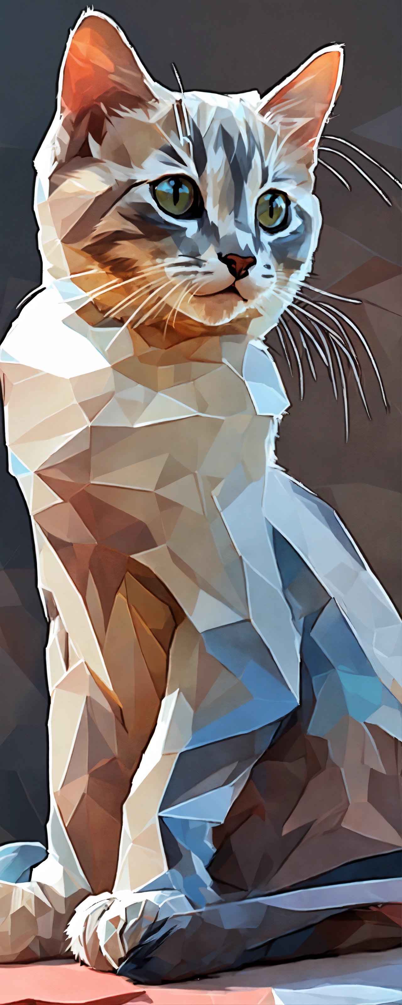 Lexica - Low poly quill art no color line drawing of a kitten with its ...