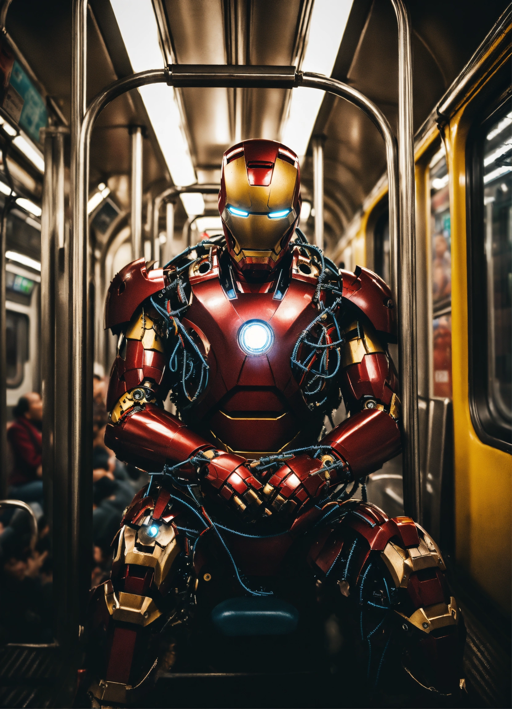 Lexica - Dark aesthetic, futuristic mechanical iron man with (gears and ...