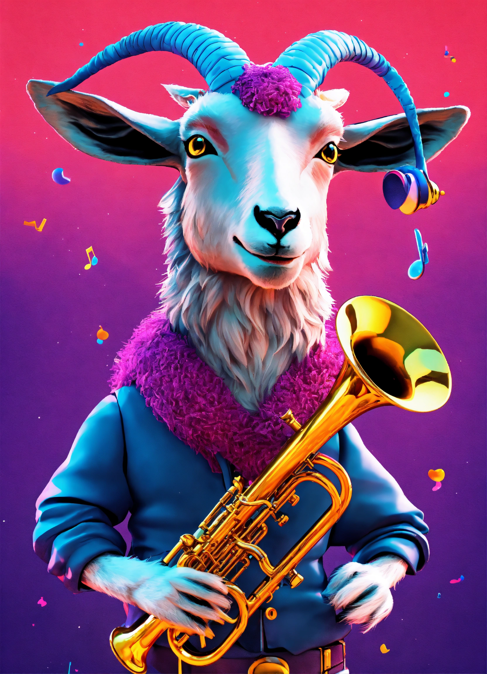 Lexica - An insane 3d toy furry musical goat playing trumpet saxophone ...