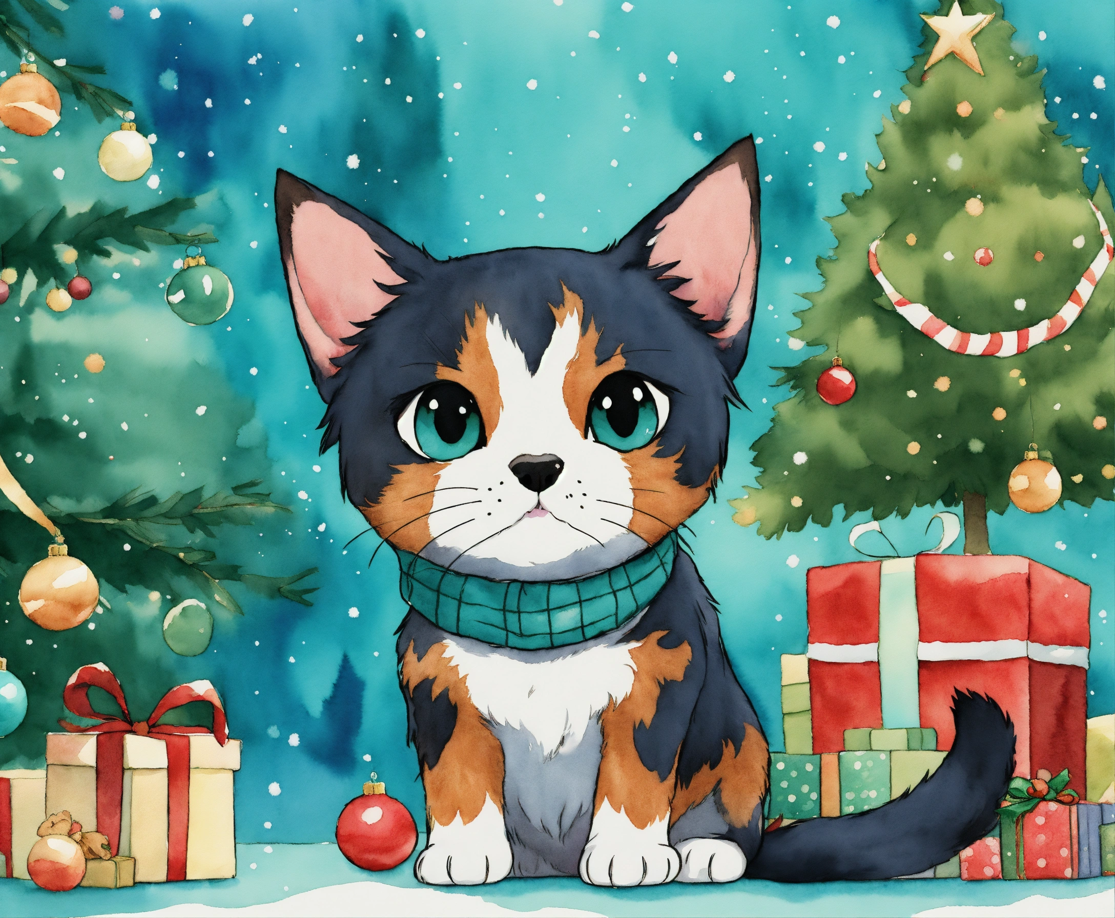 Lexica - Ghibli Moe anime mashup cat and a Rottweiler puppy peaking out ...
