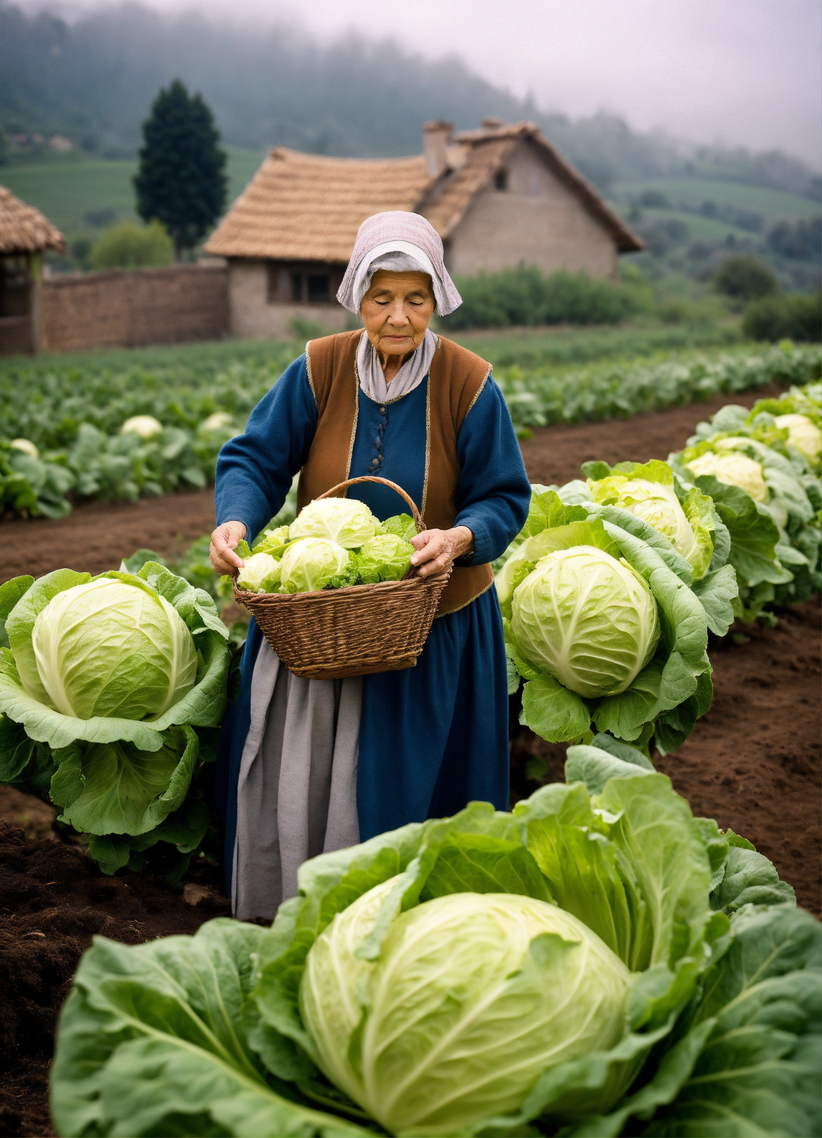 Lexica - An old woman dressed in clothes from the 15th century, in a ...