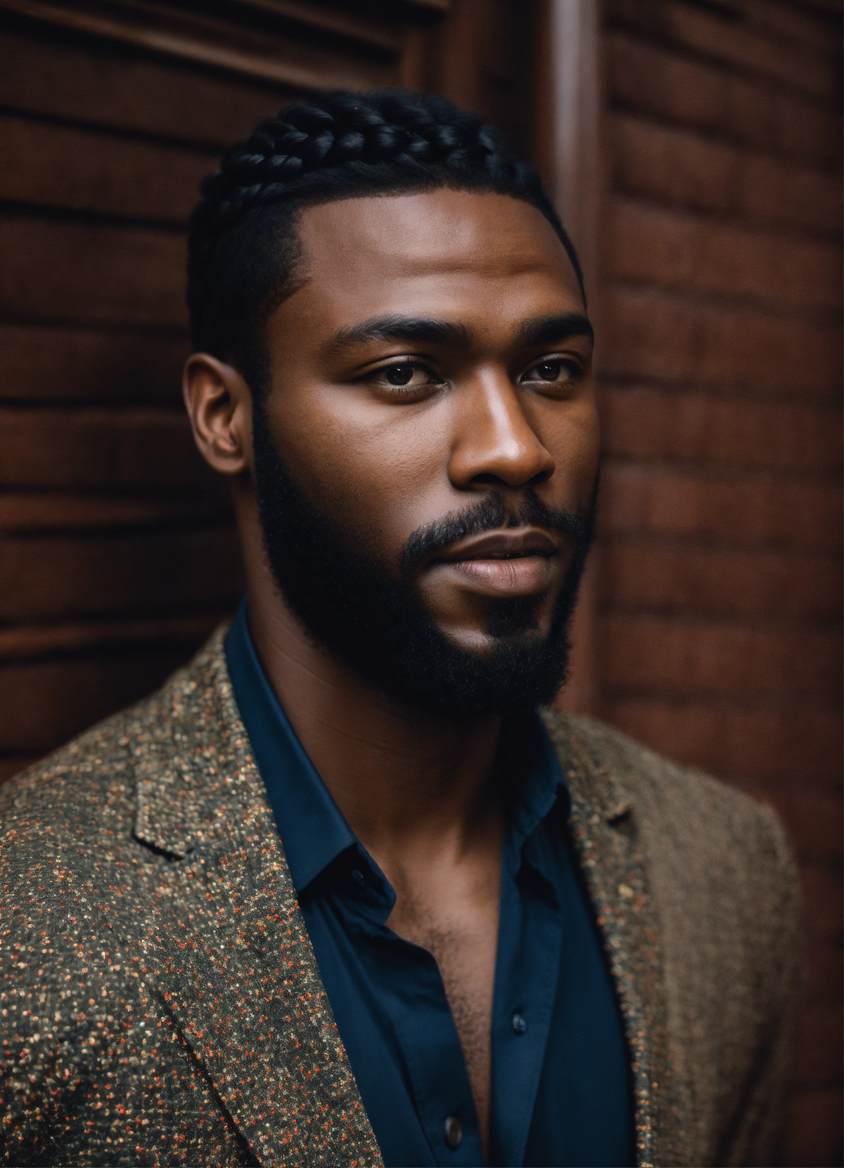 Lexica - Dark-skin Black man in his late 30s Broad muscular build Well ...