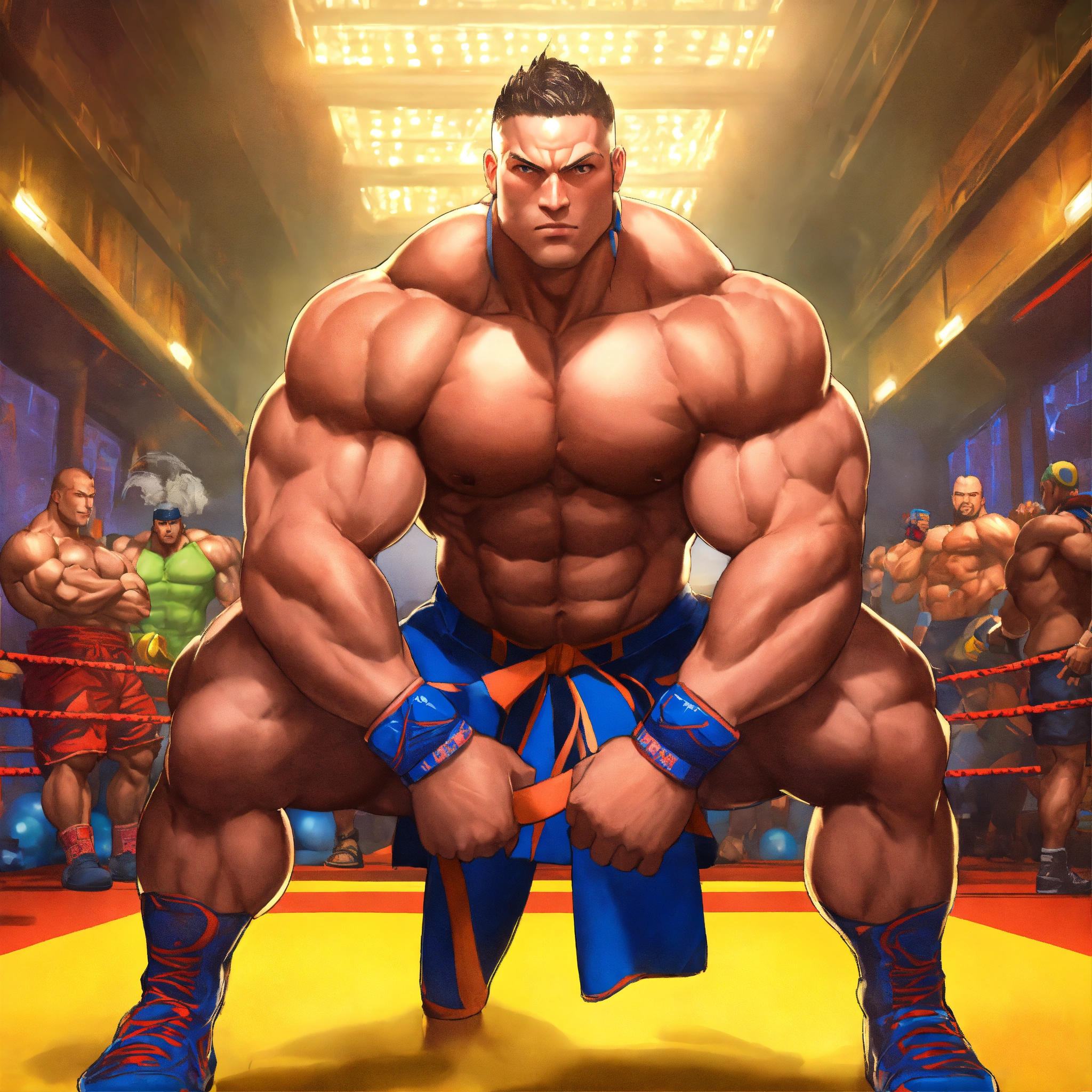 Lexica - 30-year-old man with big muscles, big bodybuilder, body like a wrestler, T. Hawk from ...