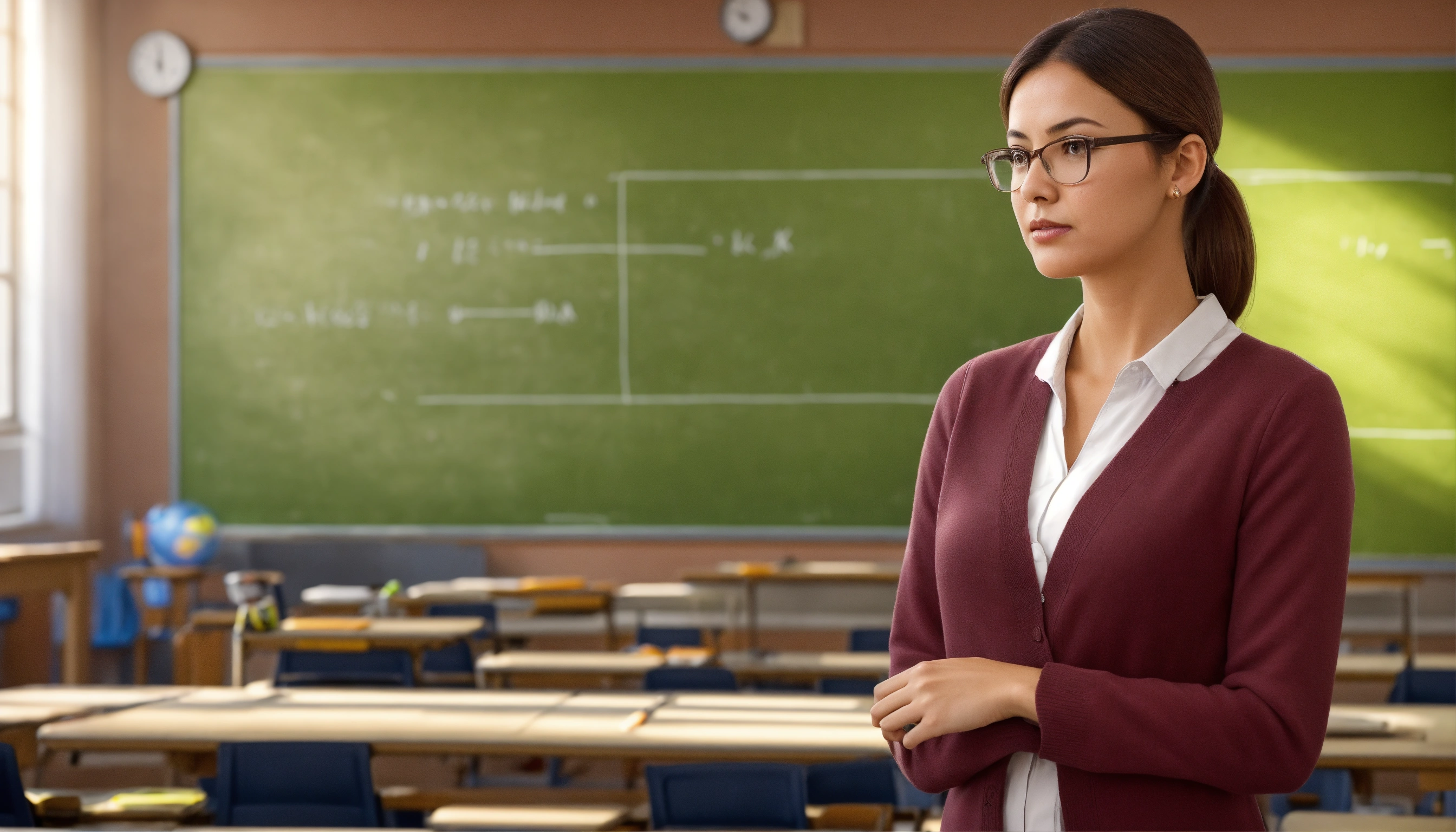 Lexica - Produce images of a beautiful woman teacher standing ...