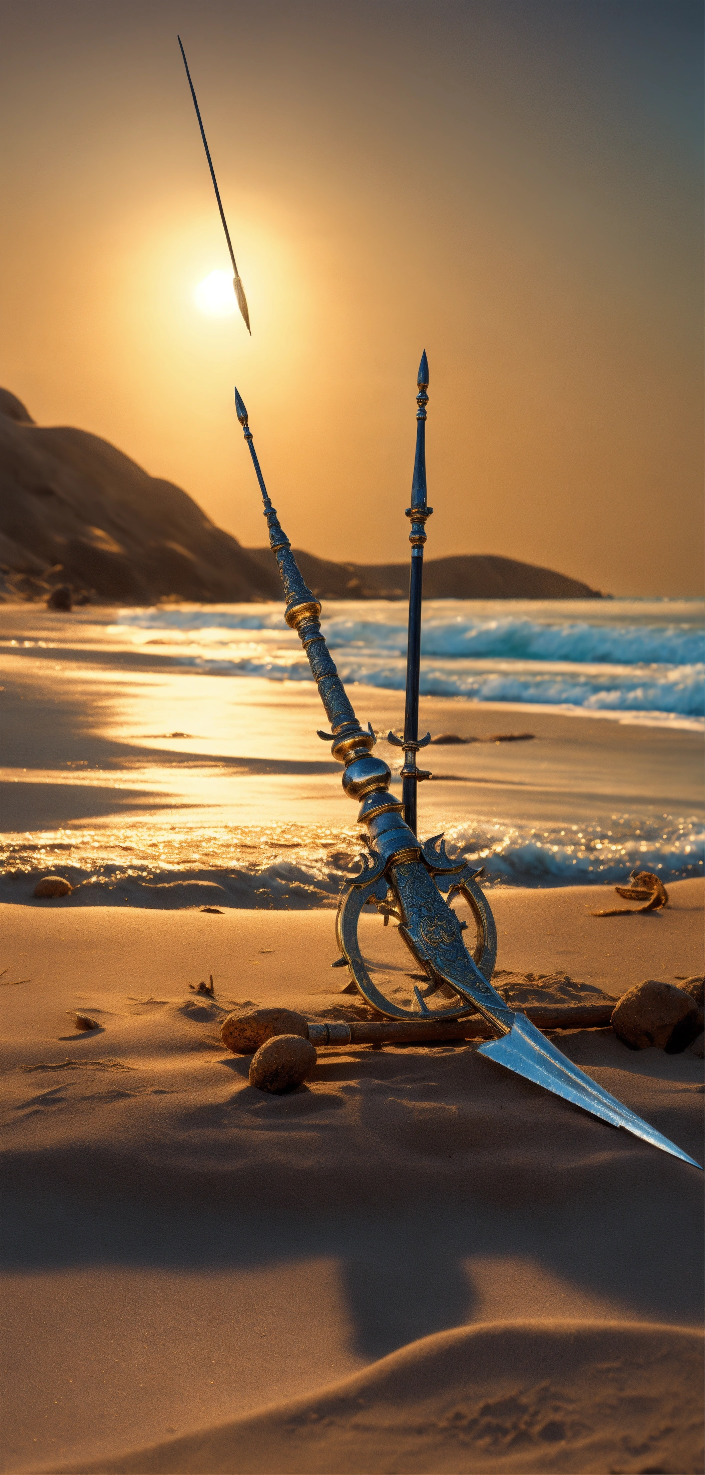 Lexica - 8k, picture of a very long gezackte throwing harpoon with ...