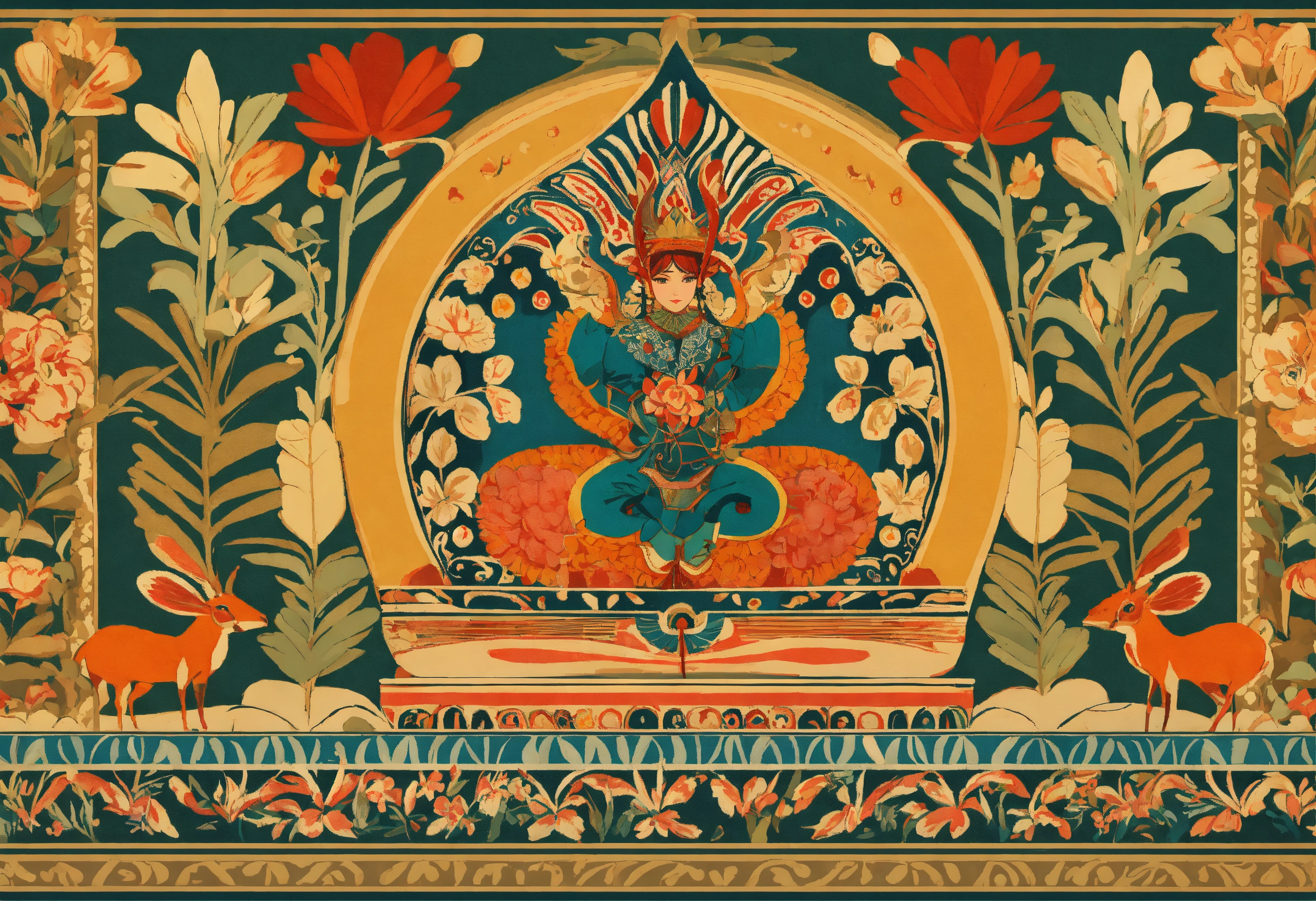 Lexica - Indonesian folk art, art deco, vintage muted color