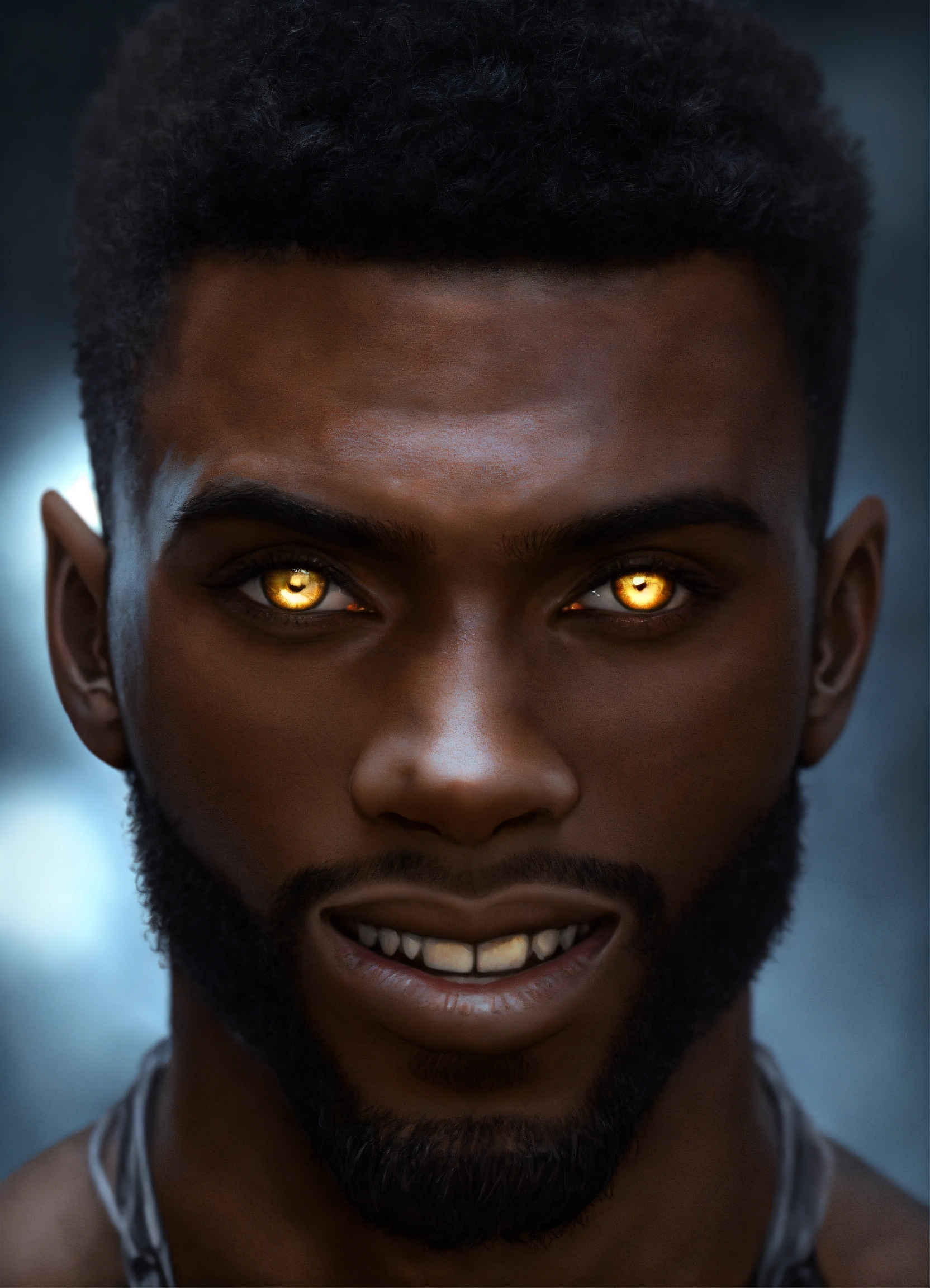 Lexica - Handsome, Black man, werewolf eyes, sharp teeth, ultra realistic