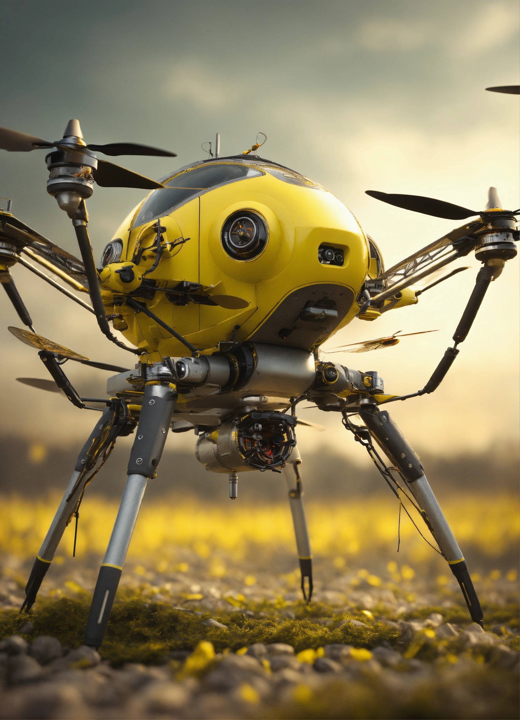 Lexica - Rigged flying mechanical insect drone, in the style of ...