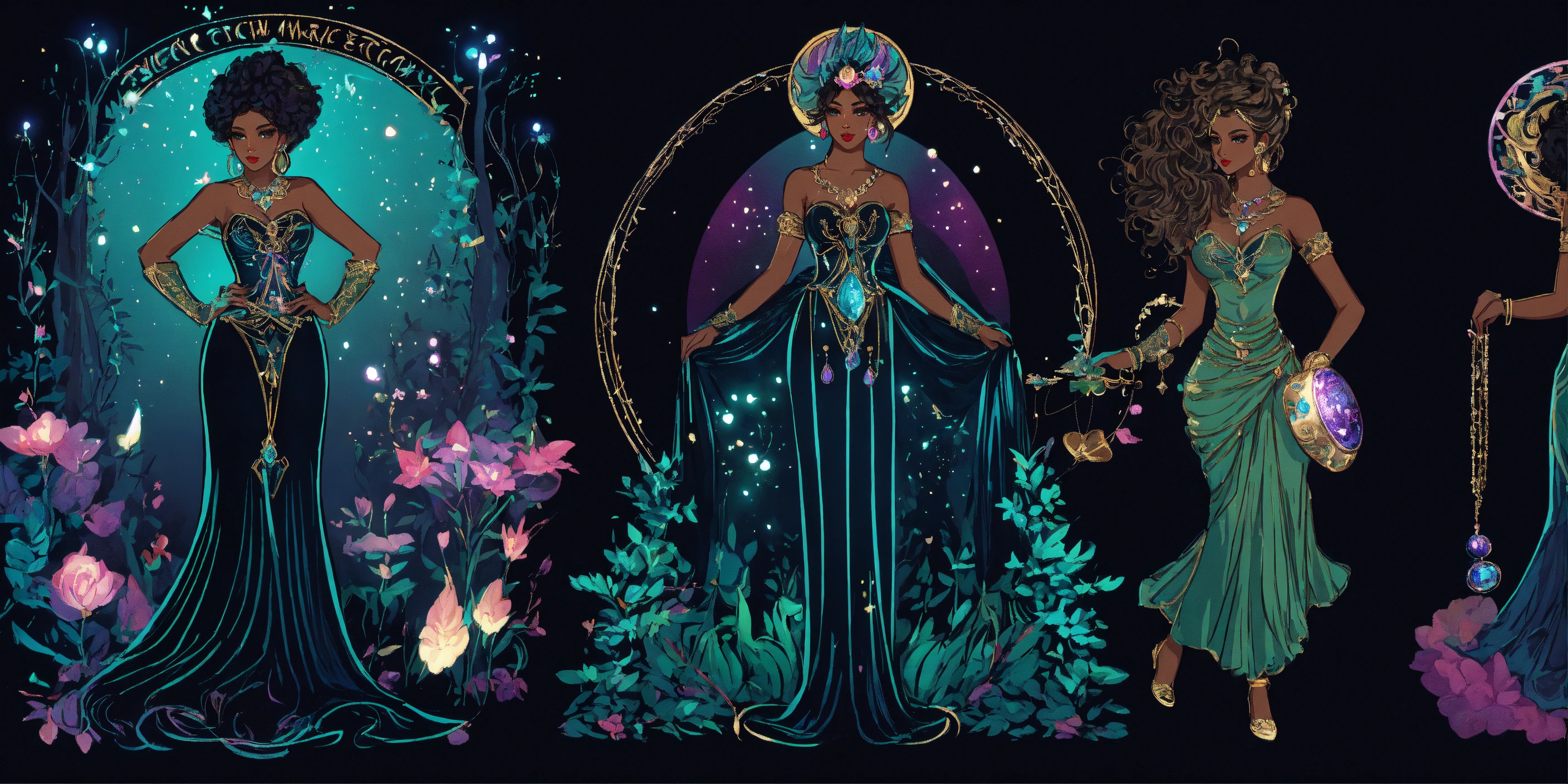 Lexica - Magical Enchantress Black Woman, enchanting fantasy gown and ...