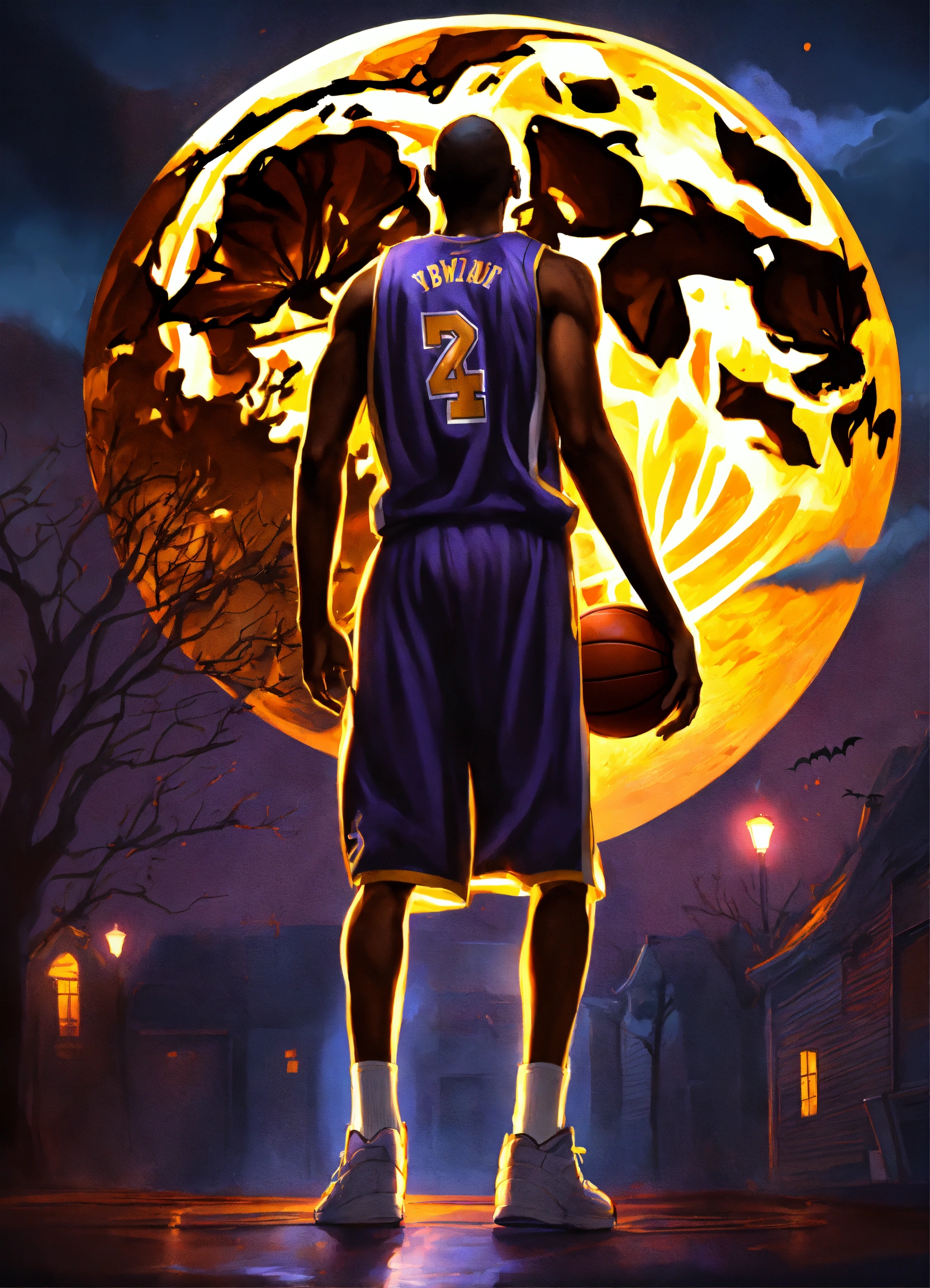 Lexica - Kobe Bryant steps onto the eerie, moonlit basketball court in ...