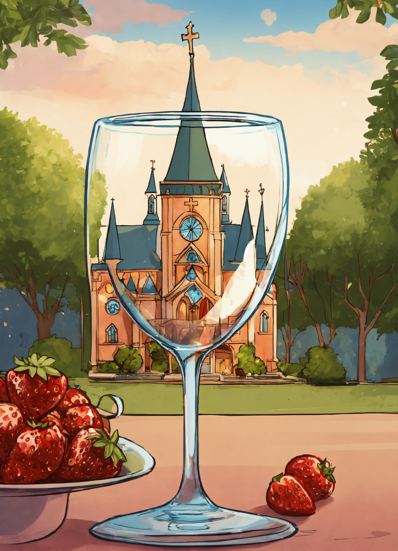 Lexica - For A book cover of a wedding, draw a champaign glass with a ...