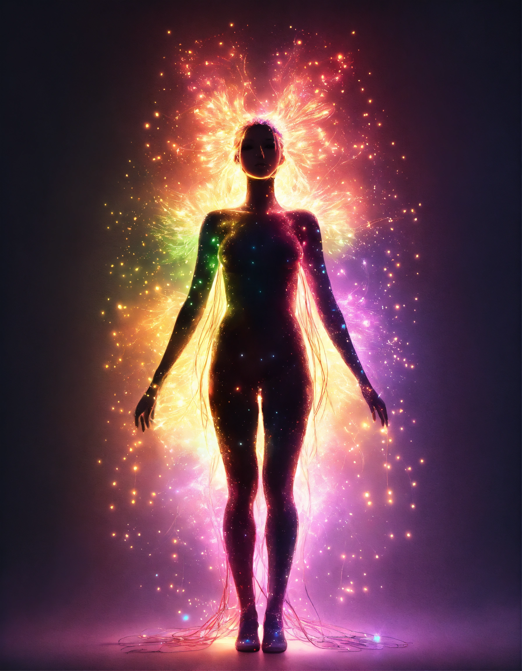 Lexica - Paint drawing illustration of a female human silhouette with ...