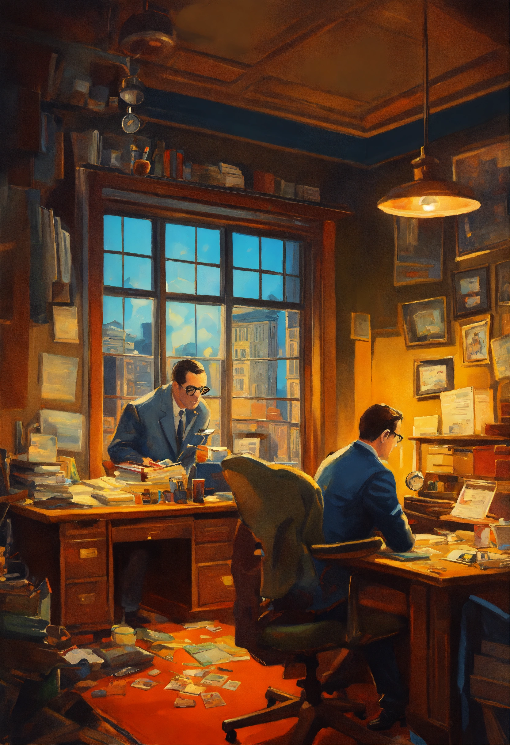 Lexica - A investigator office, multiple investigators working, cartoon ...