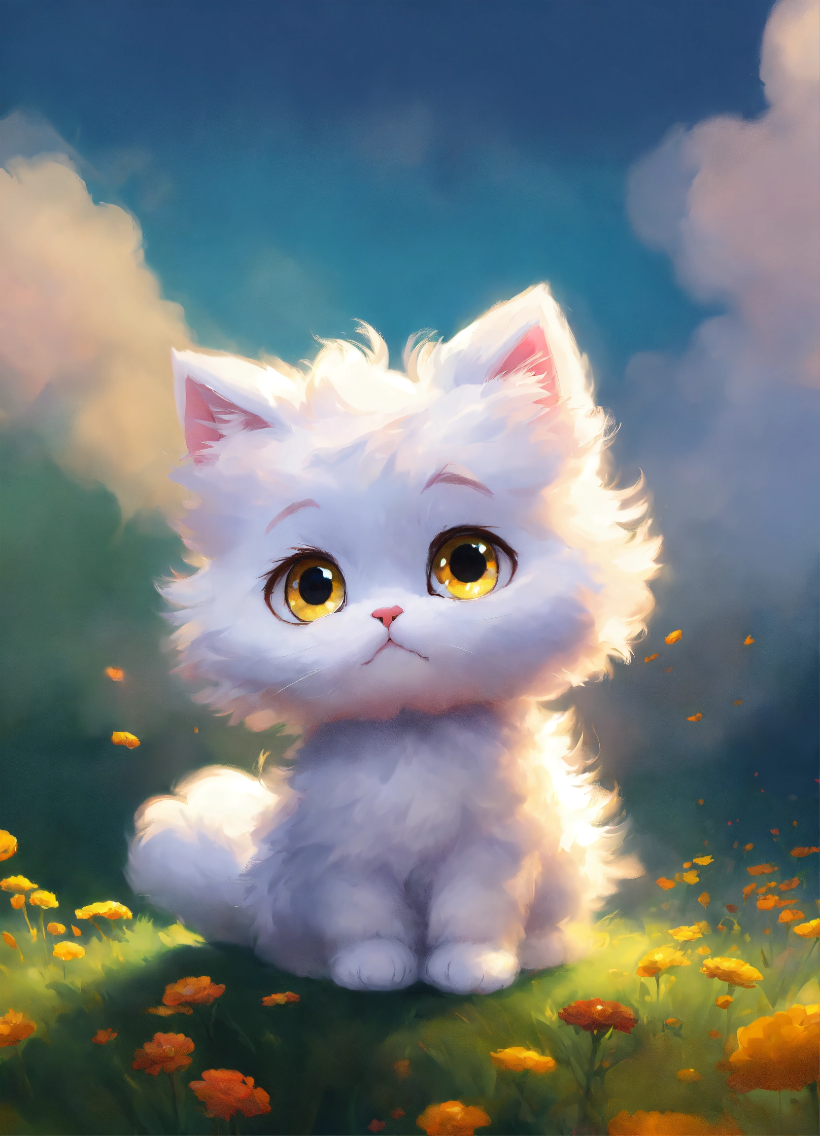 Lexica - Cute kitty as a cloud, fluffy, pixar, concept art, digital art ...