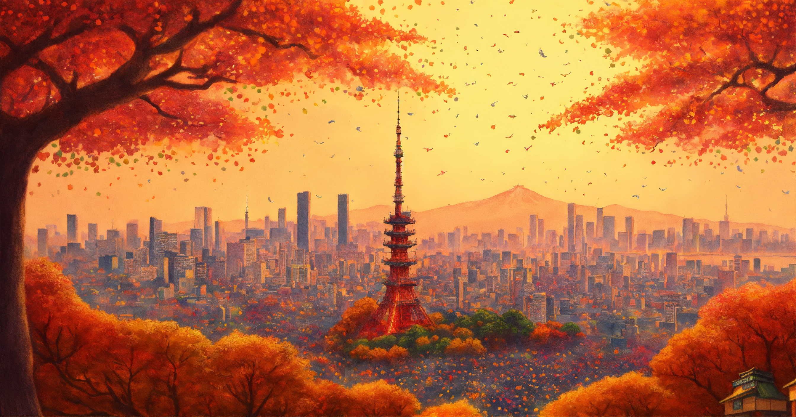 Lexica - Create a pencil drawing of Tokyo using pointillism, inspired ...
