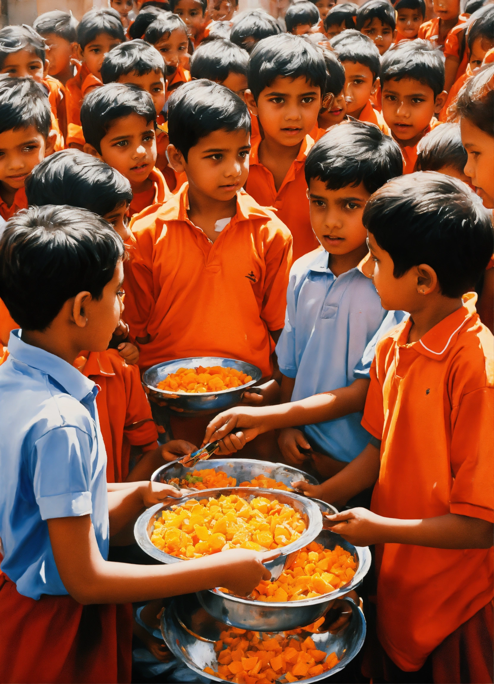 Lexica - A painting with a white background showing school children ...