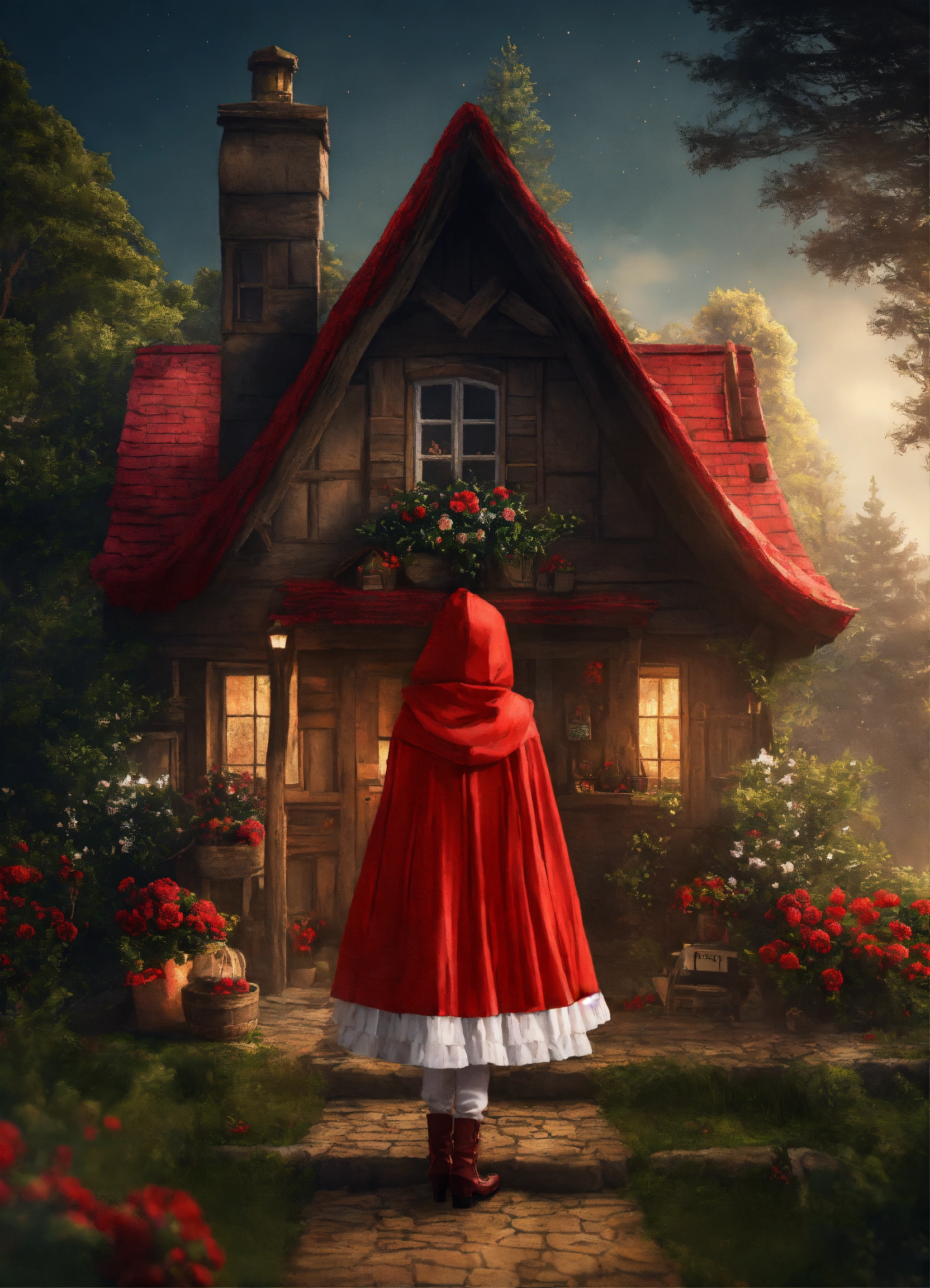 Lexica - One beautifully decorated cottage with pine tree, creepy ...