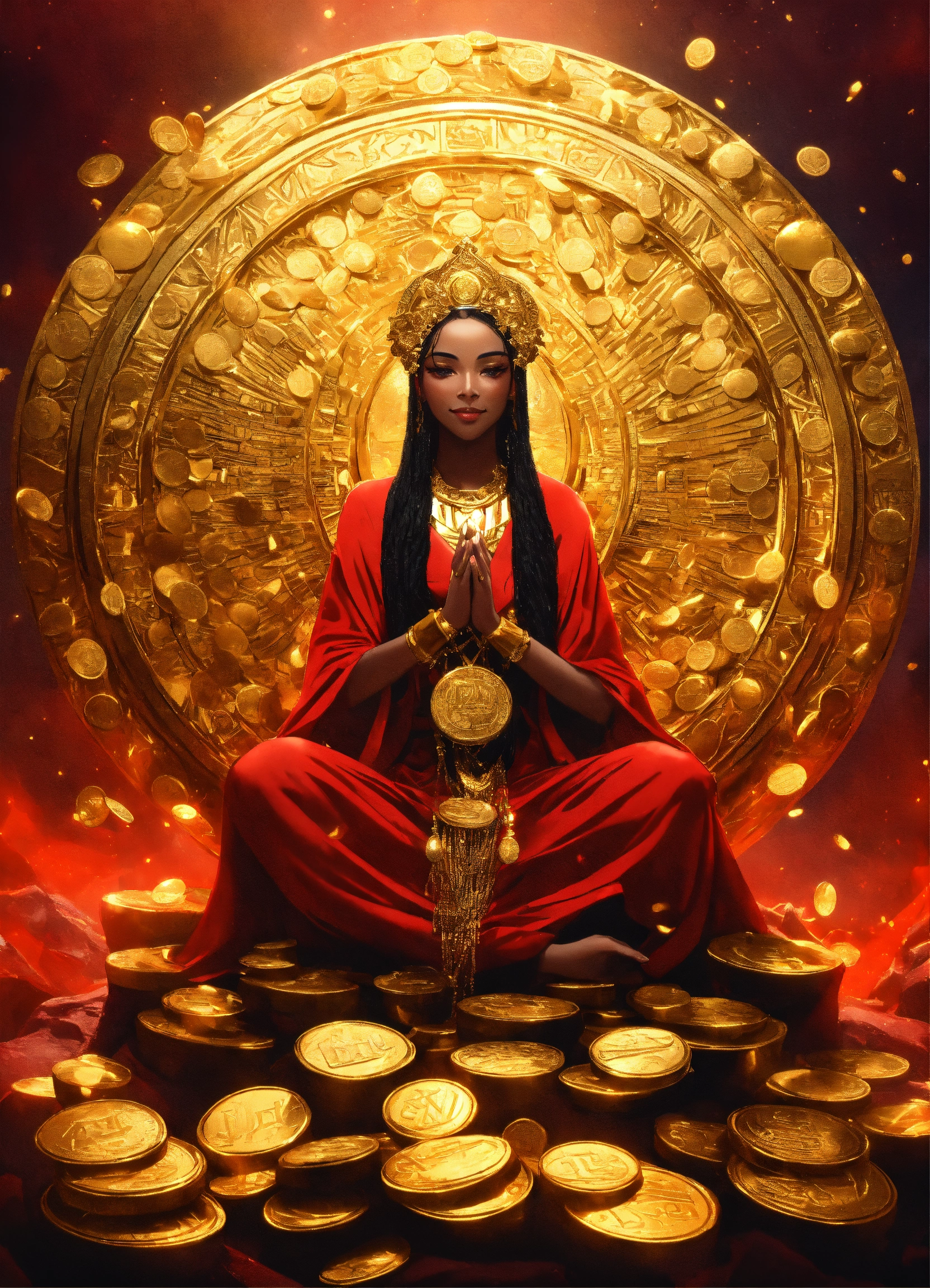 Lexica - An image of a Divine Goddess of Fortune who looks black, with ...