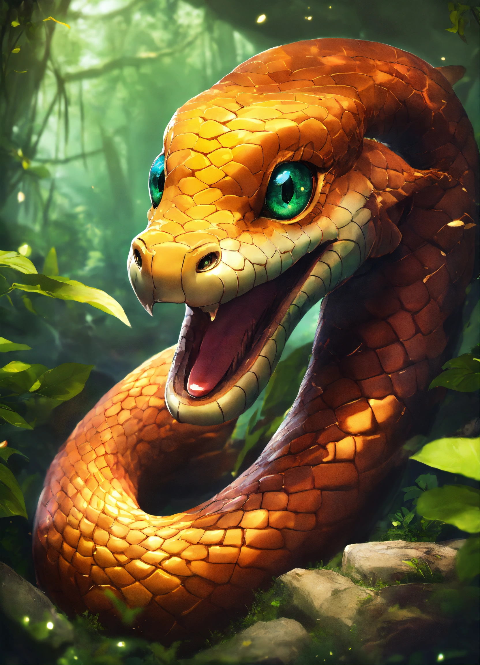 Lexica - A giant serpent with adorable chibi eyes and a second eye on ...
