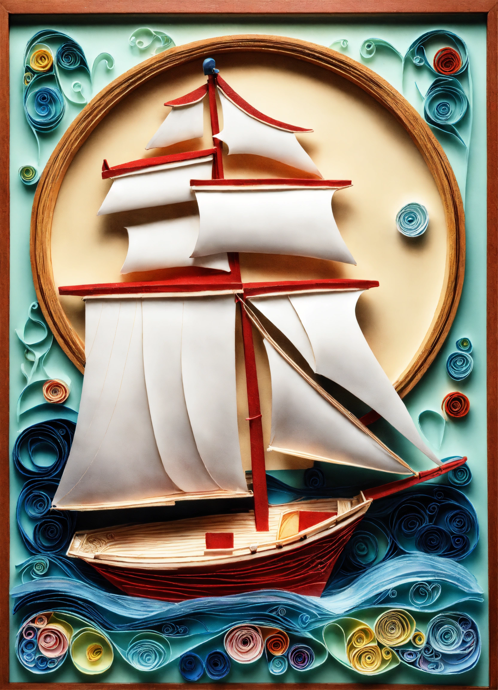 Lexica - A realistic sailboat in quilling paper cut craft, paper ...