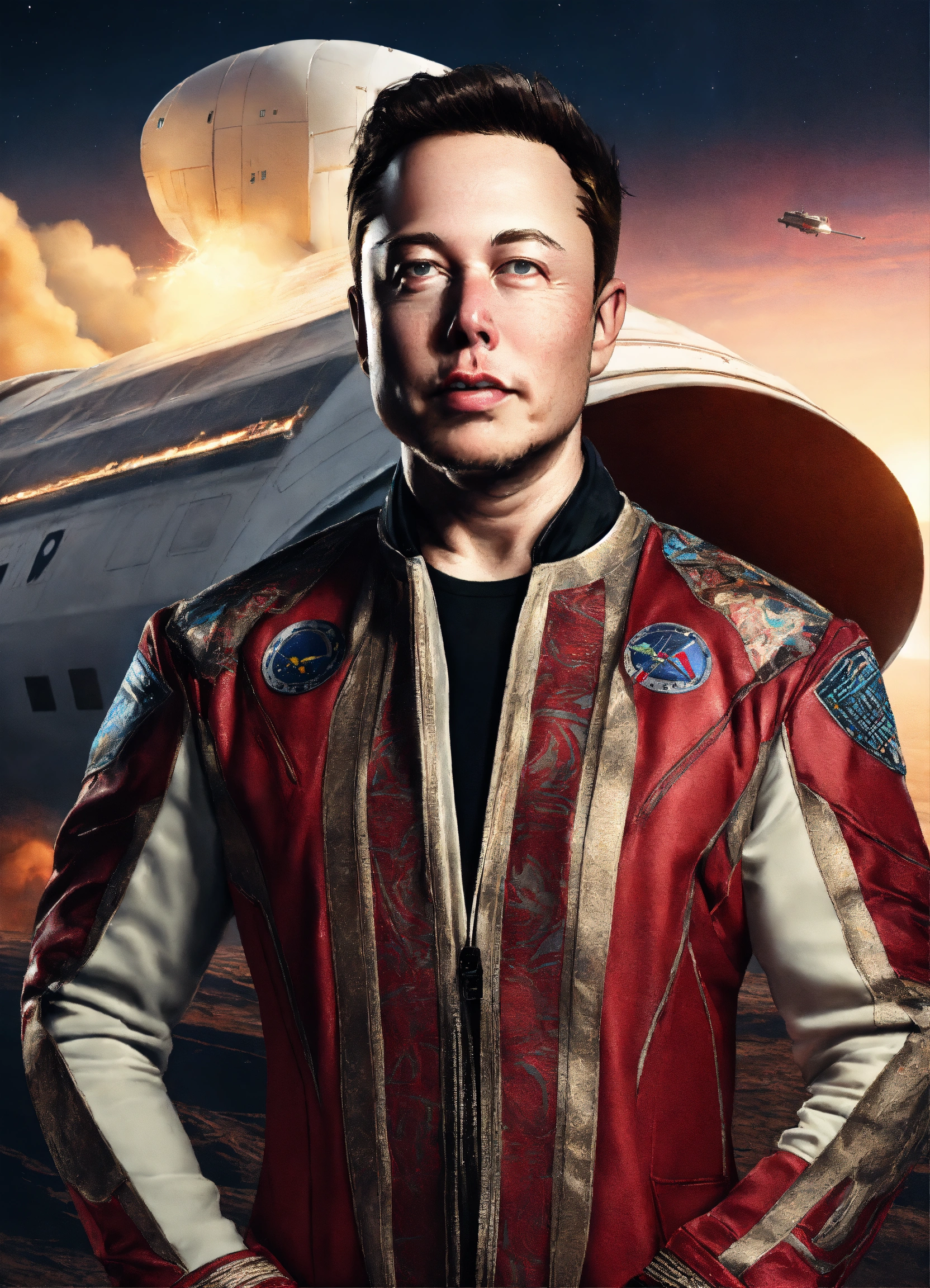 Lexica - Elon musk wearing Turkish outfit beside the space x shuttle 4k ...