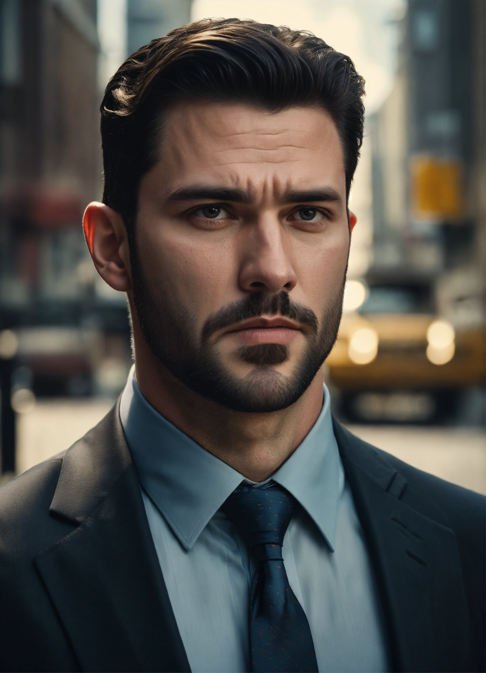 Lexica - A realistic portrait of a rugged detective. 30 years old, with ...