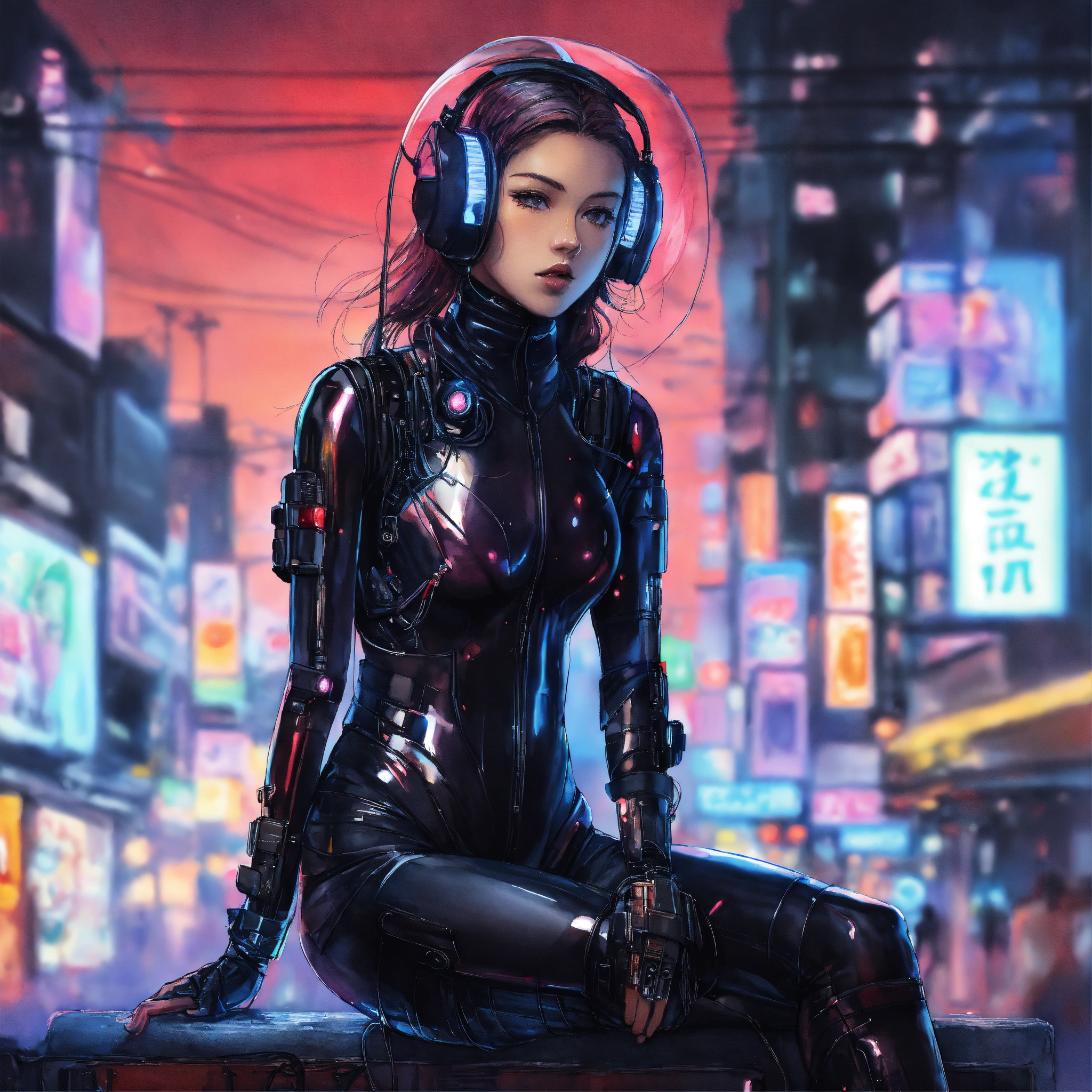 Lexica - Full body Illustration of a cyborg woman, young, 18 years old ...