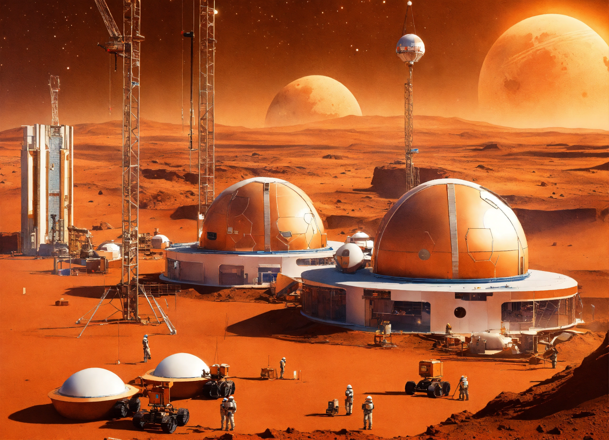 Lexica - Picture of construction on mars using space age technology ...