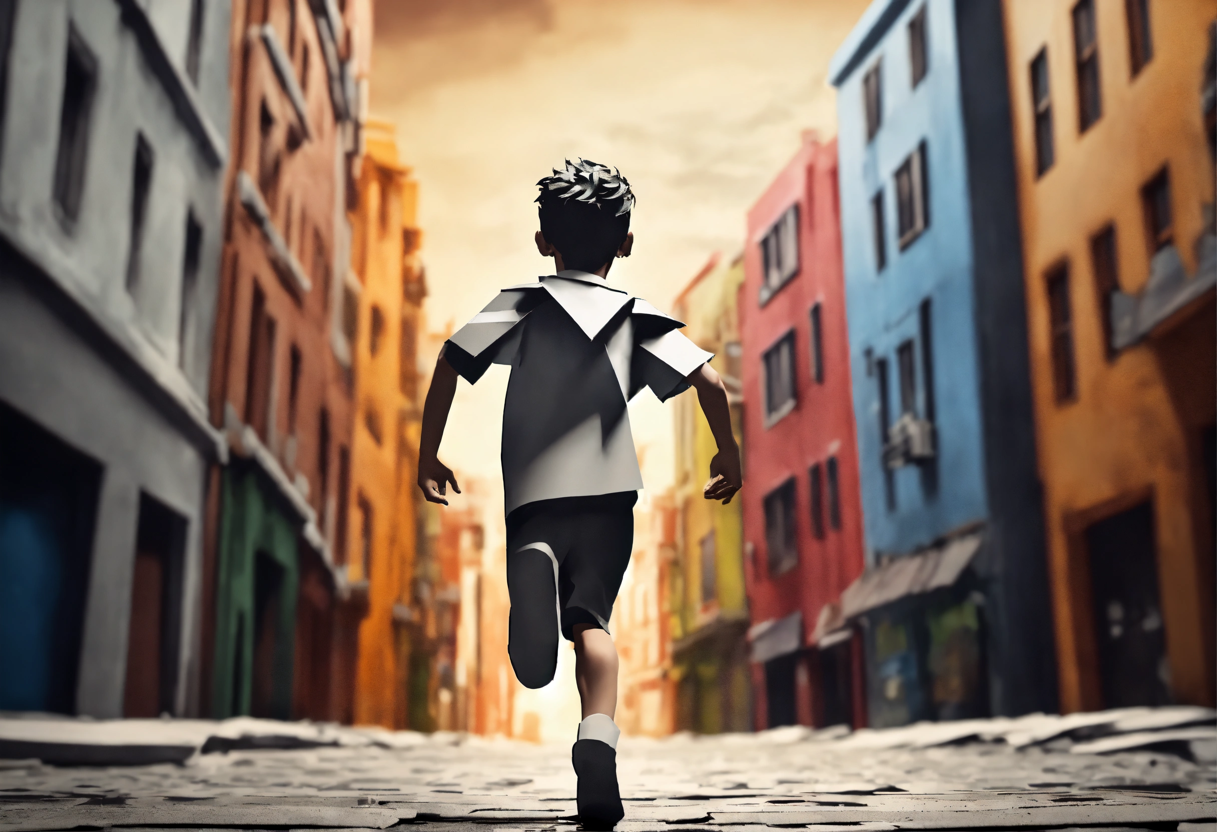 Lexica - Black and white boy made of paper, body shape cut from paper ...