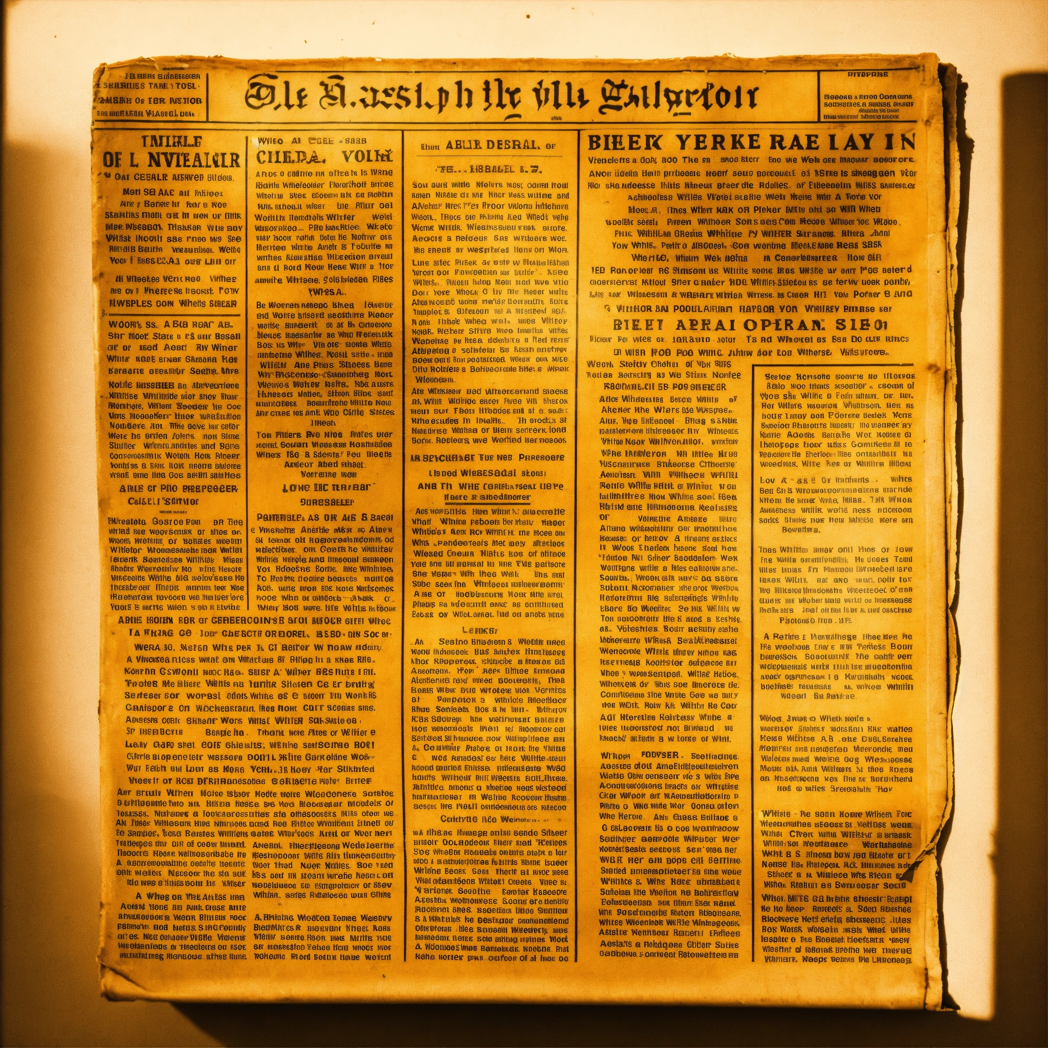 Lexica - A photo of an old newspaper. The newspaper is yellowed and has ...
