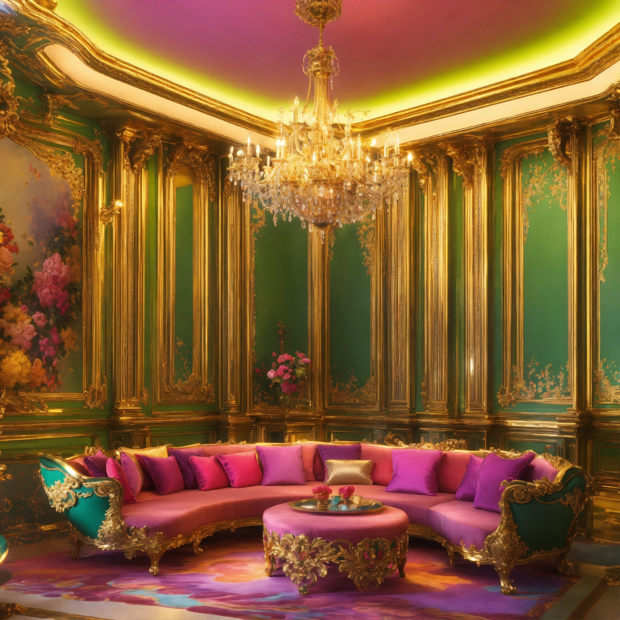 Lexica - Futuristic beautiful French mansion interior living room ...