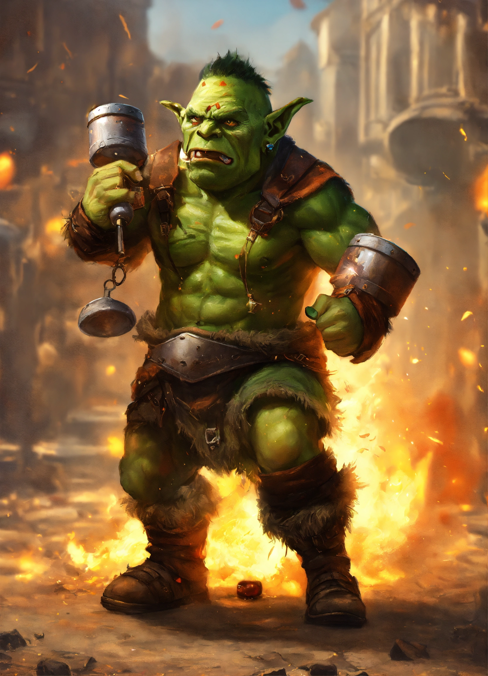 Lexica - Little Orc throwing bombs, digital painting, hyperrealistic ...
