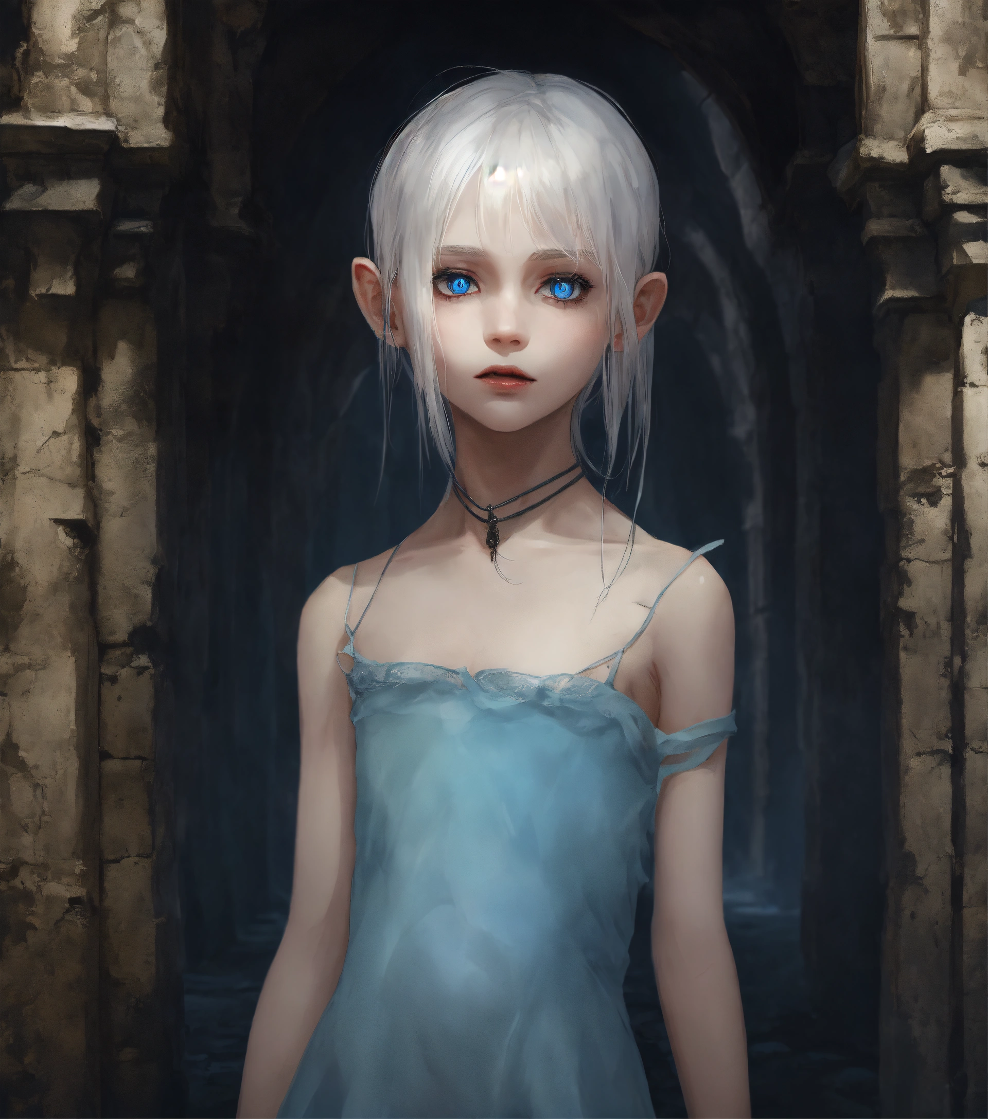 Lexica - Body portrait of a very childish deadly pale extremely slim ...