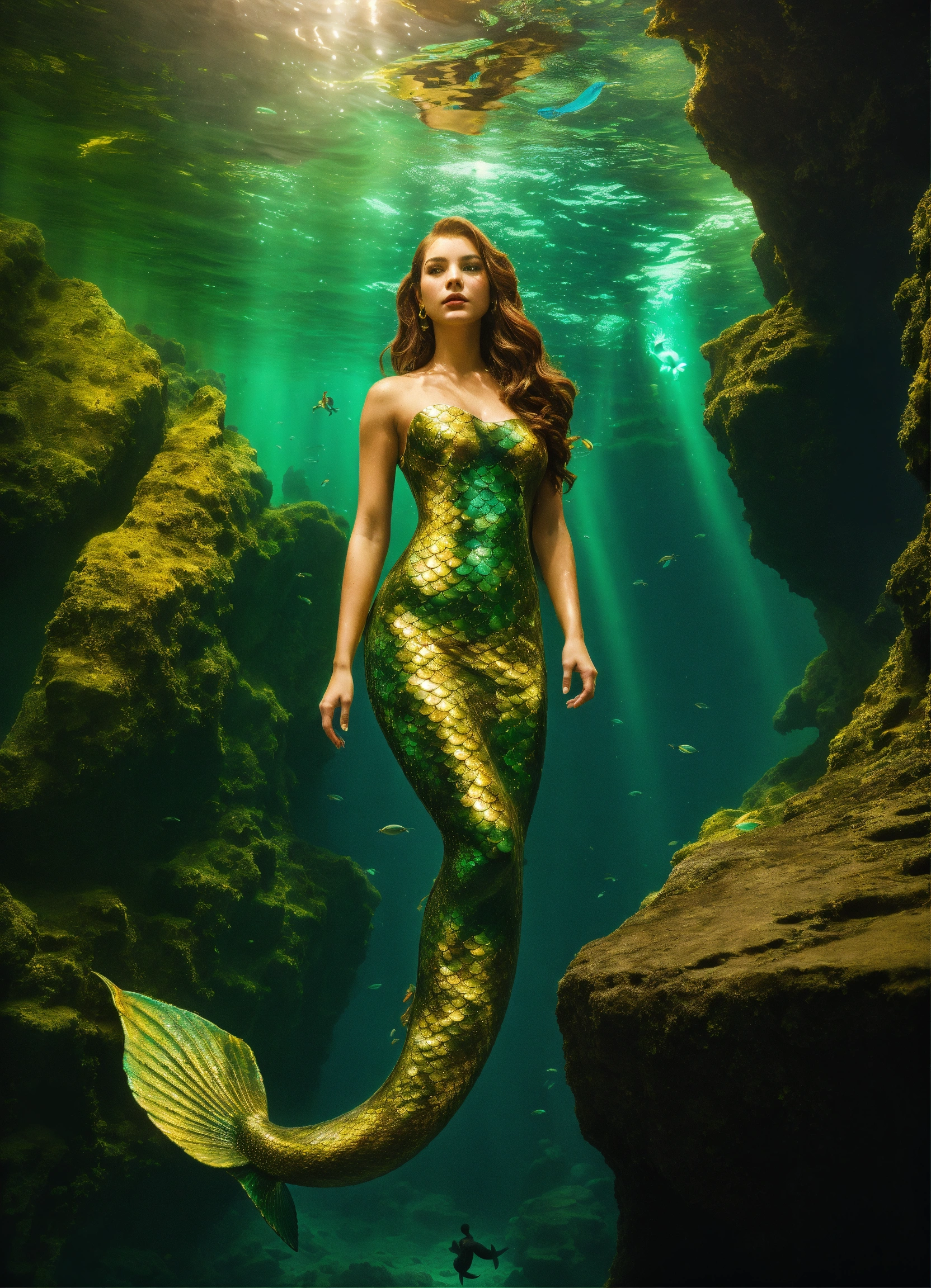 Lexica - One of the pictures is a mermaid in her outfit under an ...