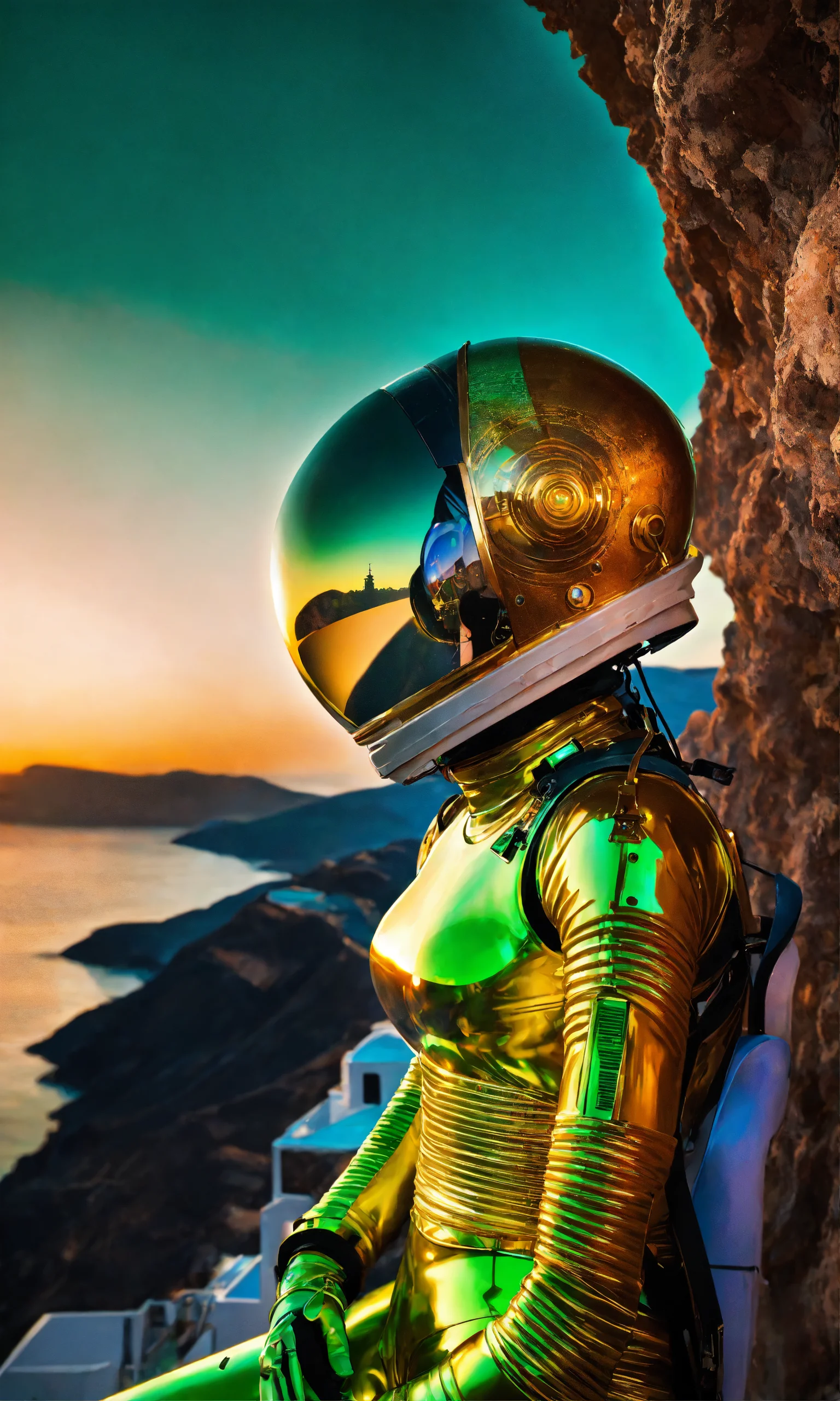 Lexica - Photography on Santorin planet, 60'S gorgeous sexy astronaut ...