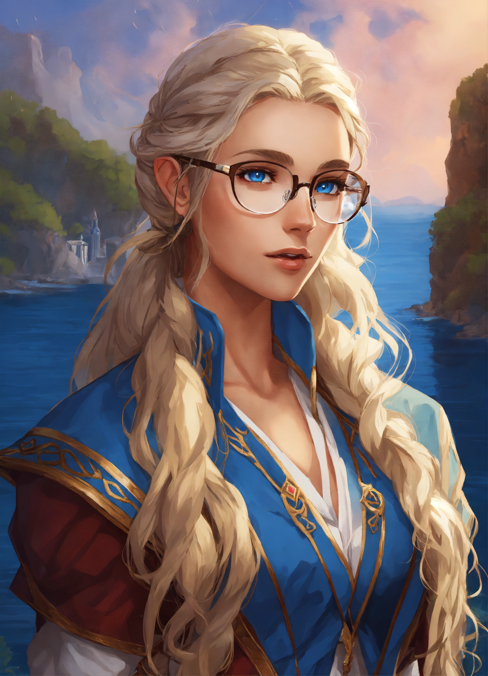 Lexica - A Female half elf with very tanned skin, wearing glasses with ...