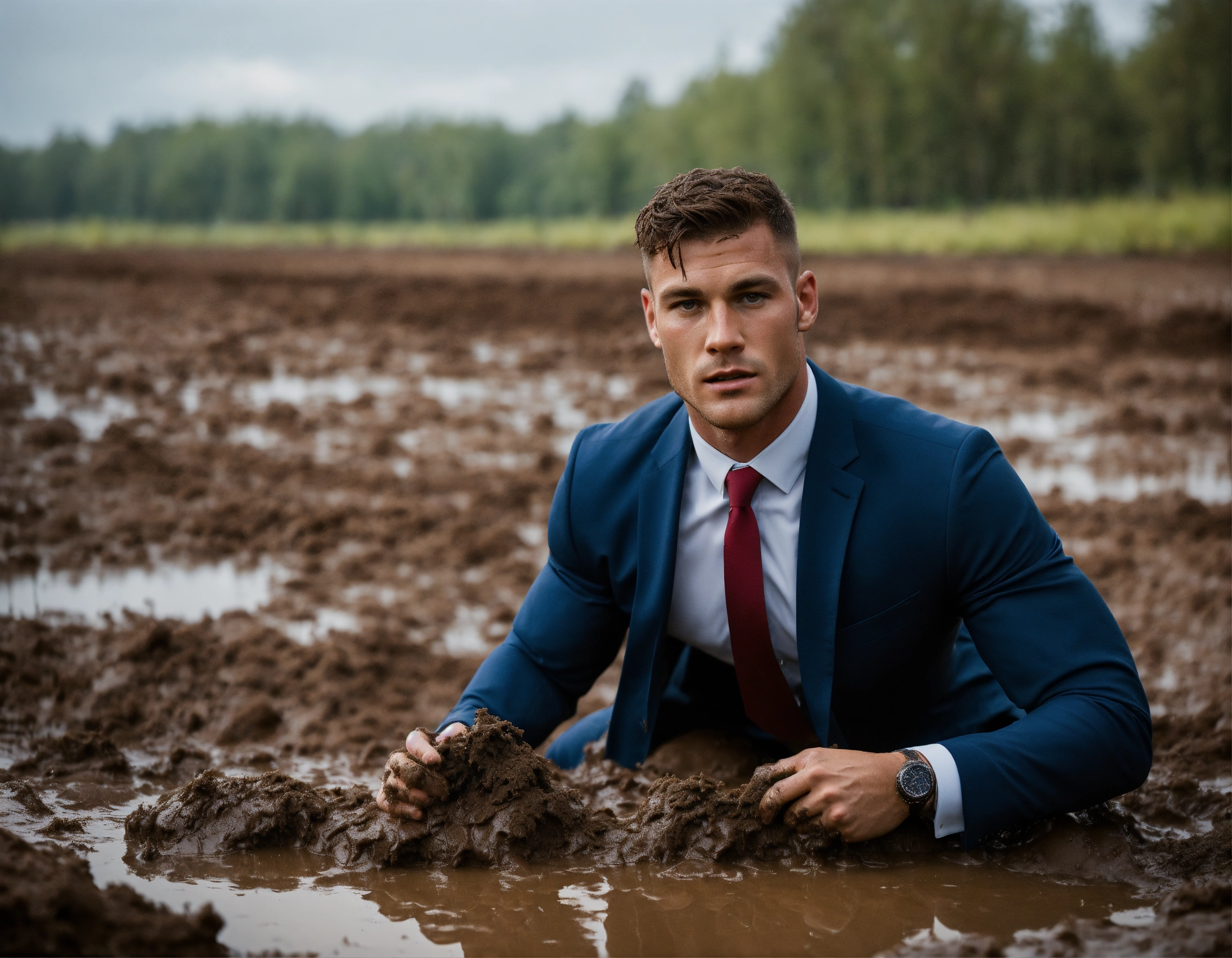 Lexica - A German muscled male sportsman in navy suit and tie, short ...