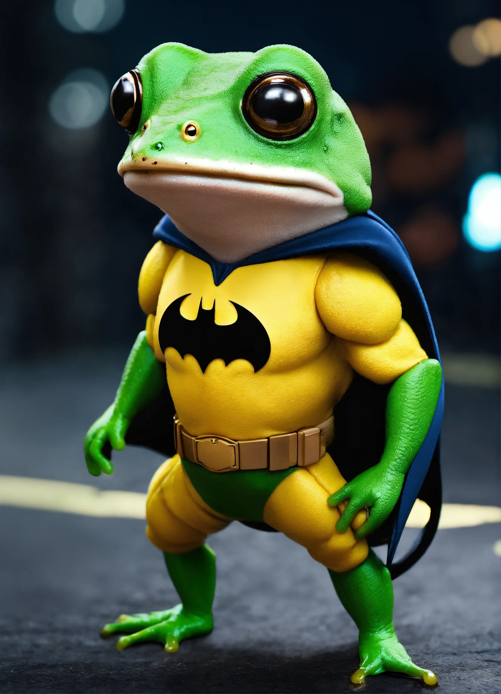 Lexica - Coqui frog in batman uniform, 8k