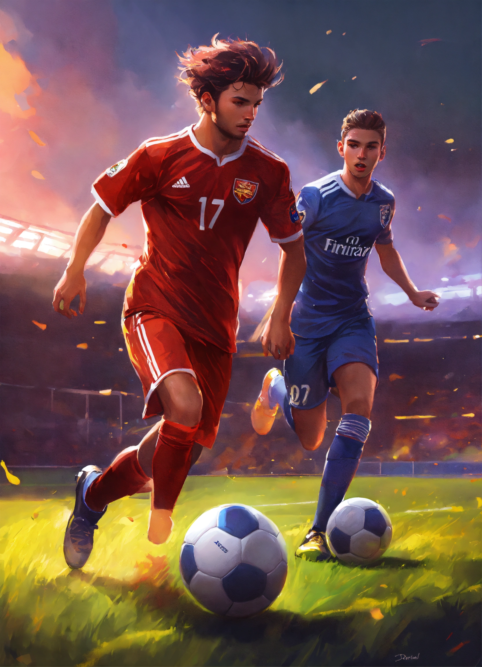 Lexica - Two soccer player playing soccer digital art, realistic ...
