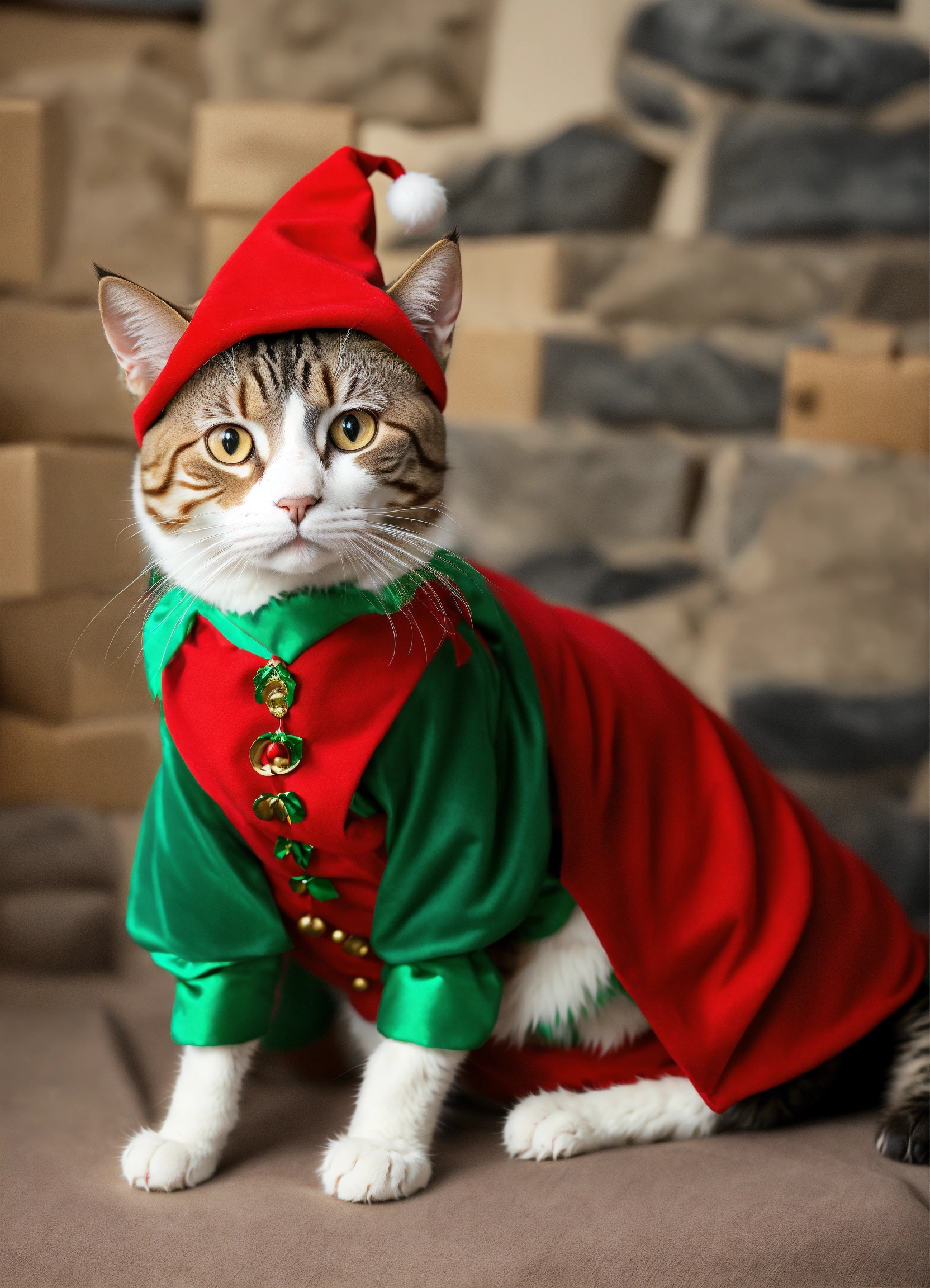 Lexica - Cats dressed as Christmas Elves.