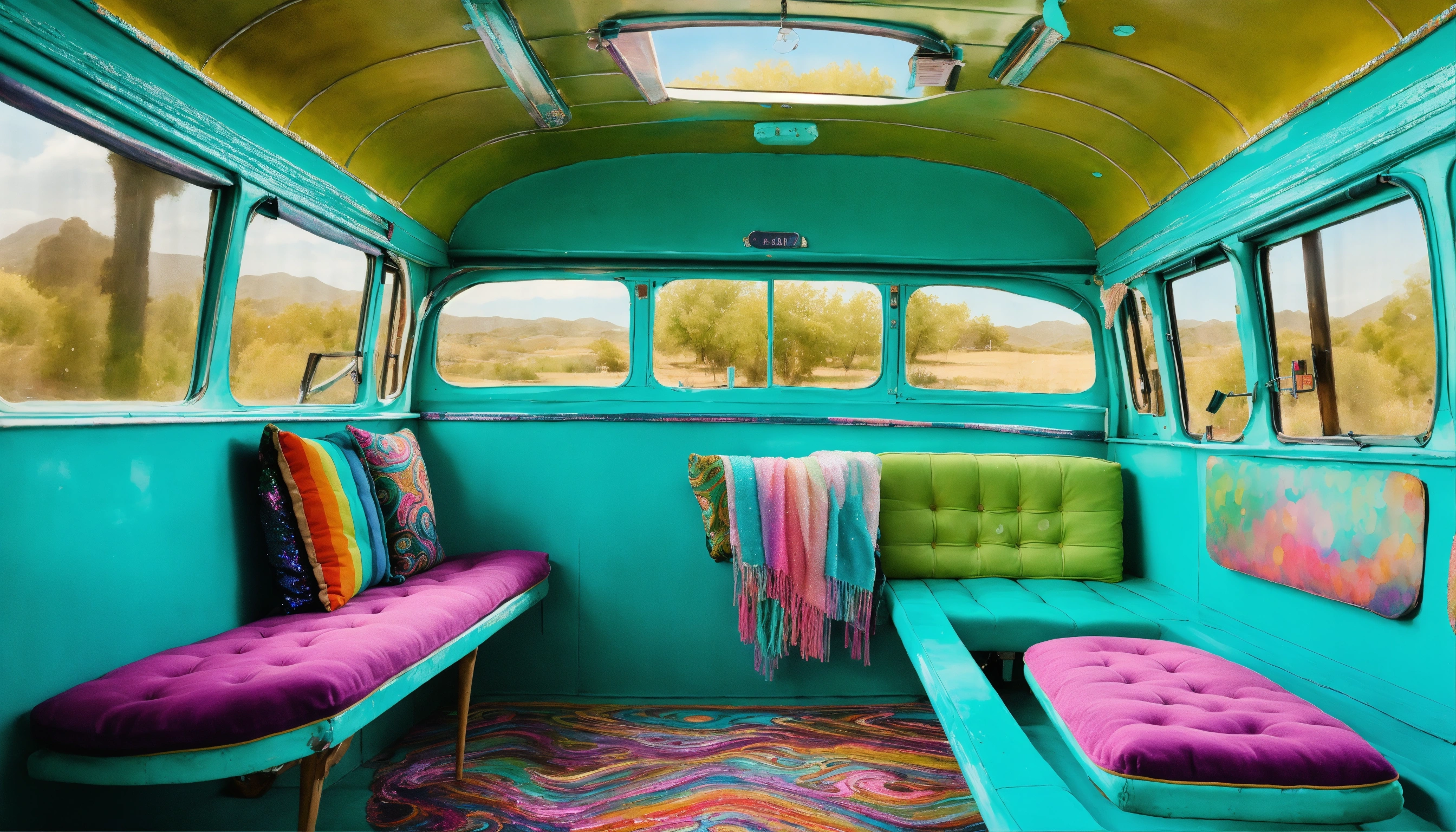 Lexica - Concept art of hyper realistic turquoise Volkswagen bus ...