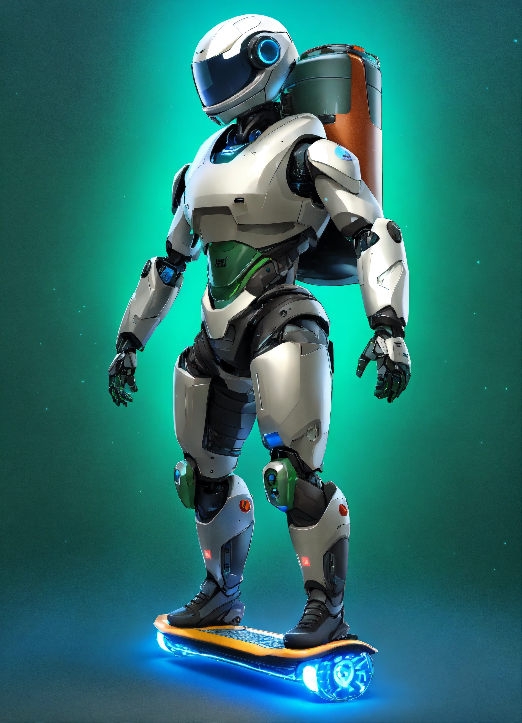 Lexica - A passionate male robot on hoverboard, realistic man face ...