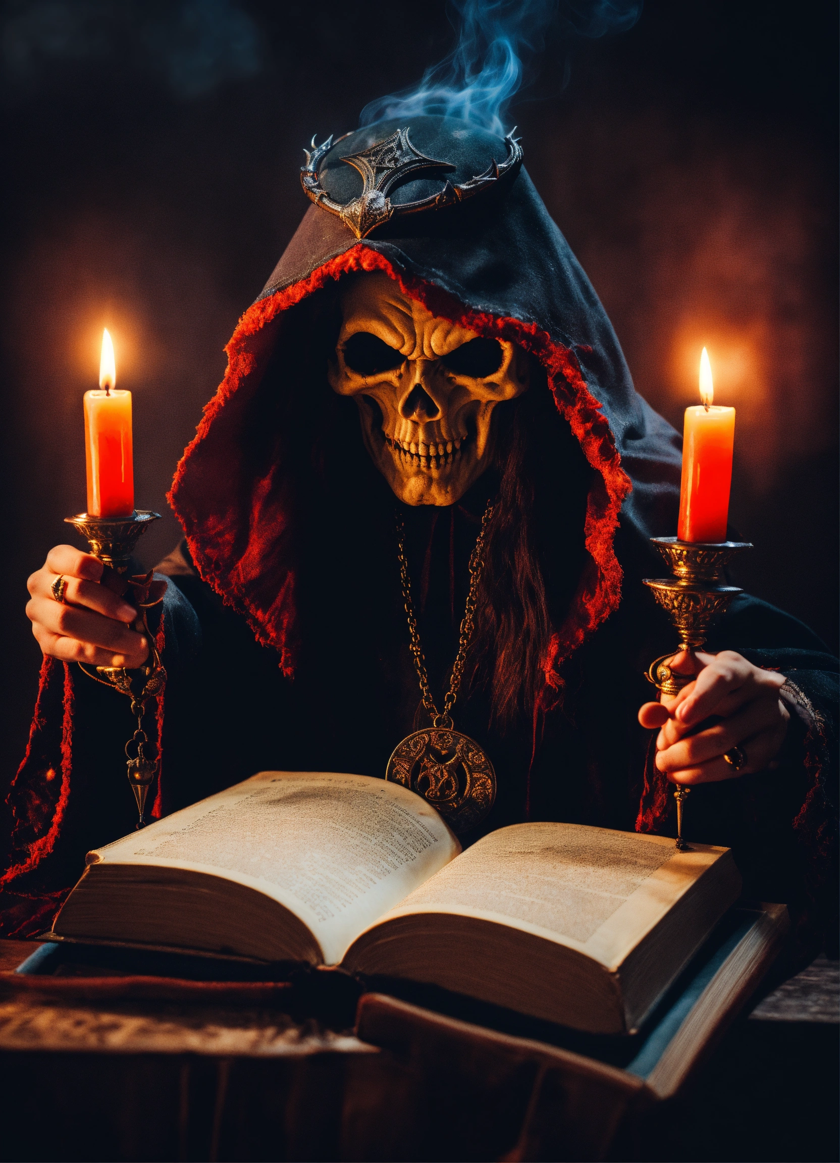 Lexica - Evil sorcerer invoking Satan using a book. Evil vibes. Scary ...