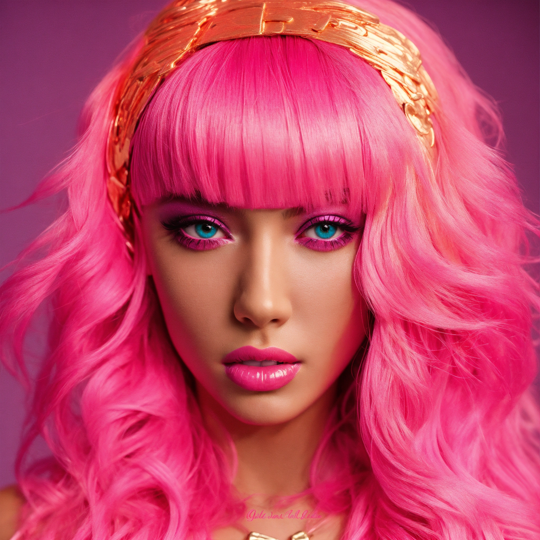 Lexica - Hot Gold Full Body Pink Gold Hot Pink Hair, Hot Pink Hair, Hot Pink Eyes, Hot Pink Hair ...
