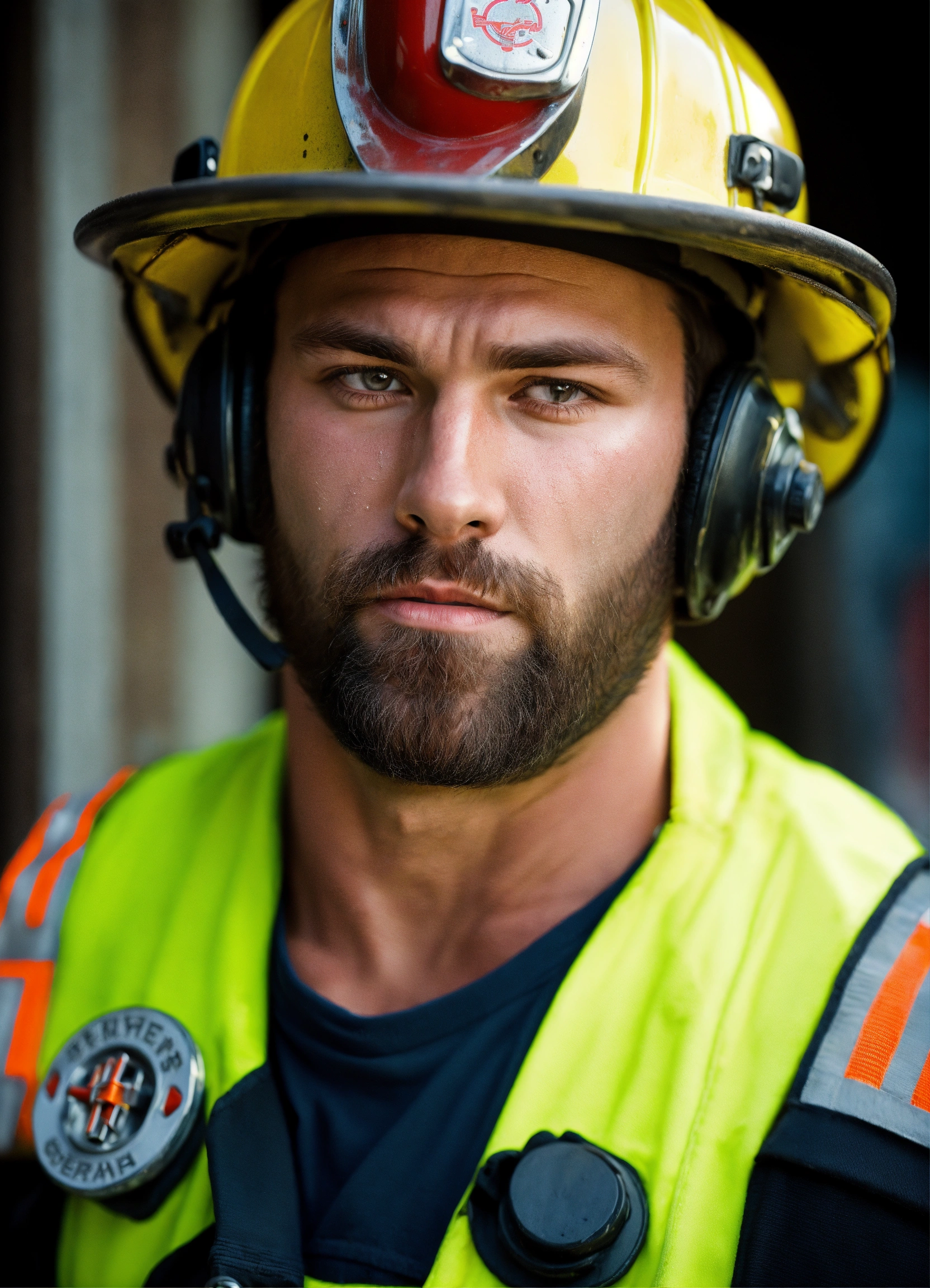 Lexica - Rugged handsome fireman, sweaty hairy and muscular