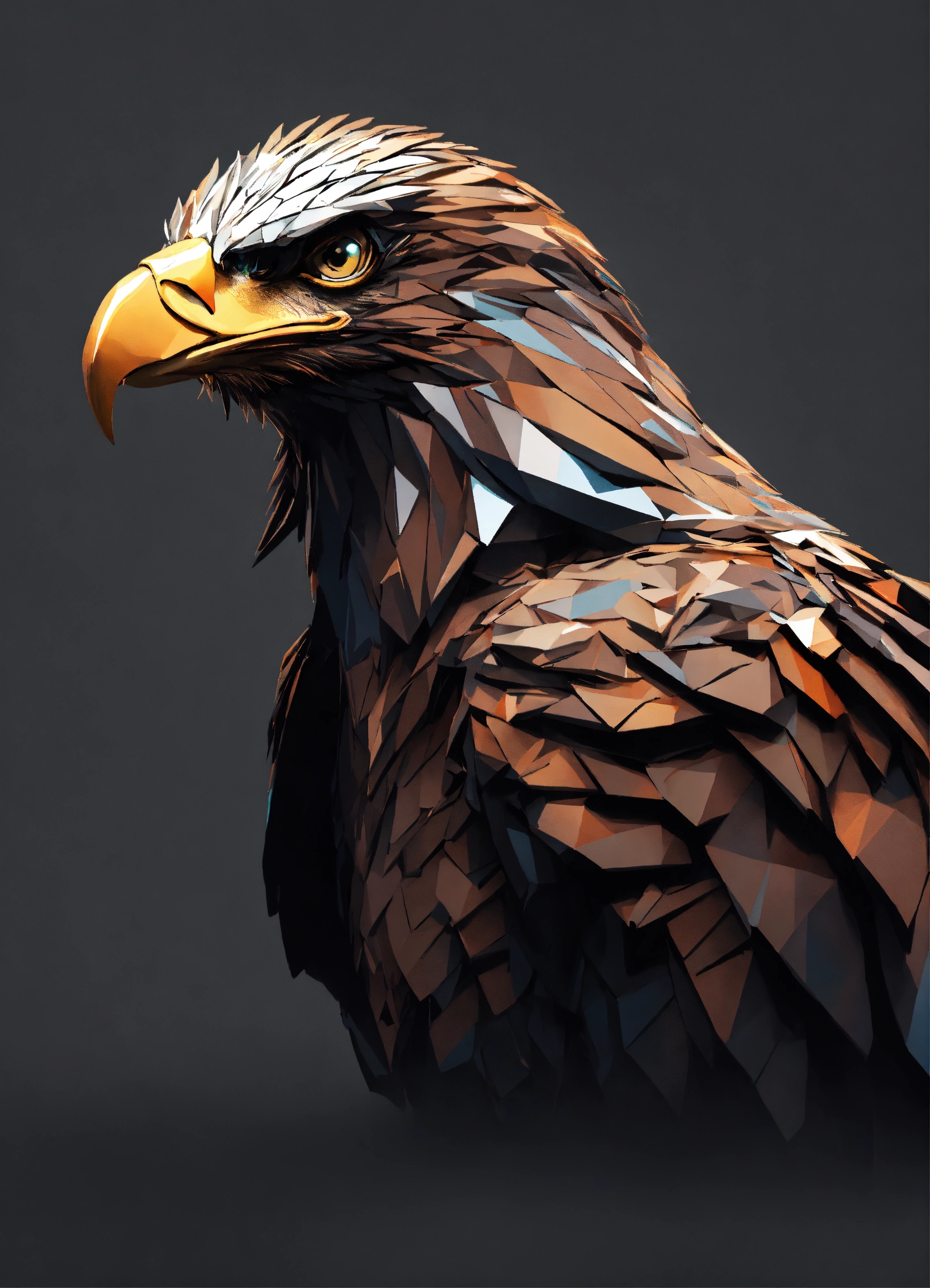 Lexica - 2 dimensional, vector, low poly, eagle icon, black background ...