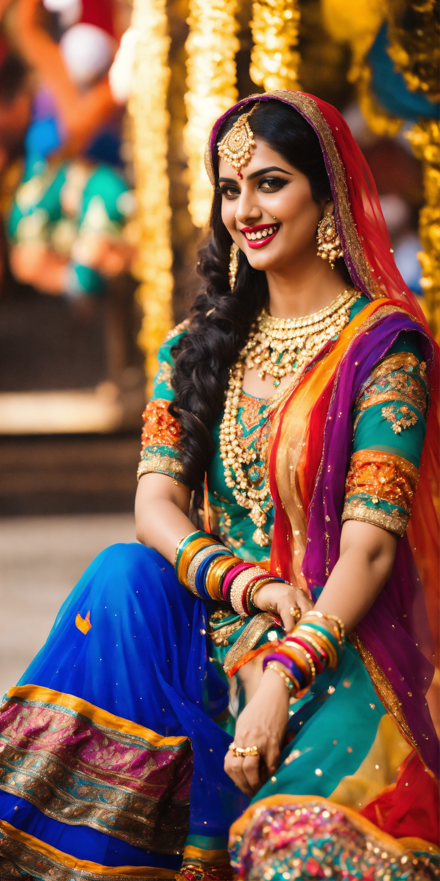 Lexica - 3 gorgeous sikh woman, performing bhangra, props in hand, in ...